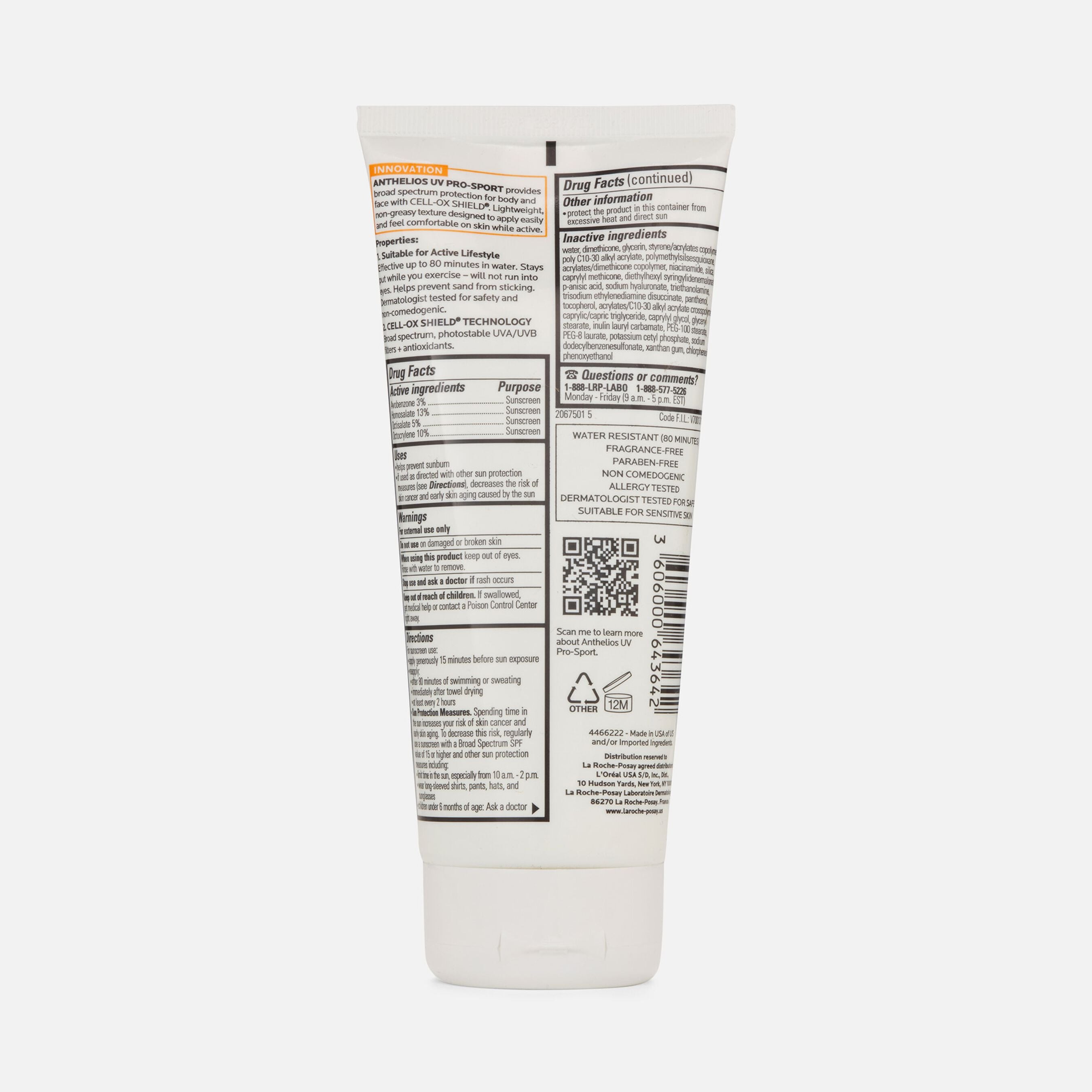 FSA Eligible La Roche-Posay Anthelios UV Pro- Sport Sunscreen, SPF 50 ...