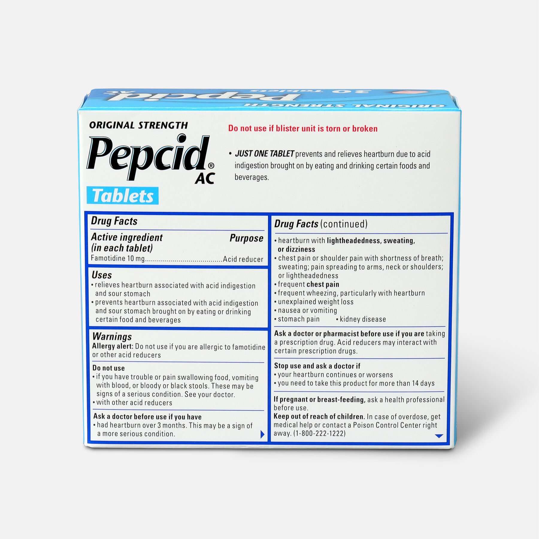 Original Strength PEPCID AC Tablets, 30 Count