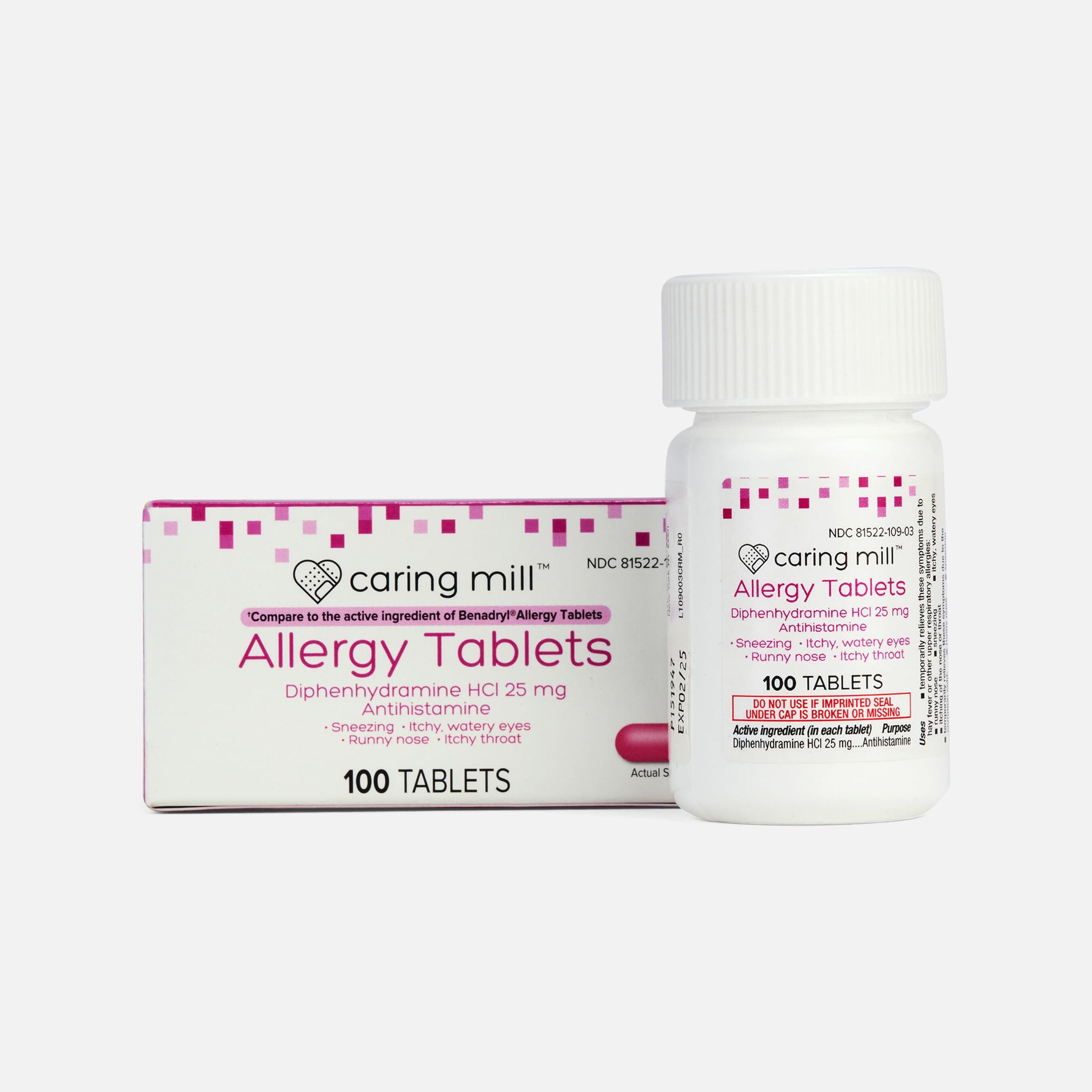 FSA Eligible Caring Mill™ Diphenhydramine Allergy Relief Tablets, 100 ...