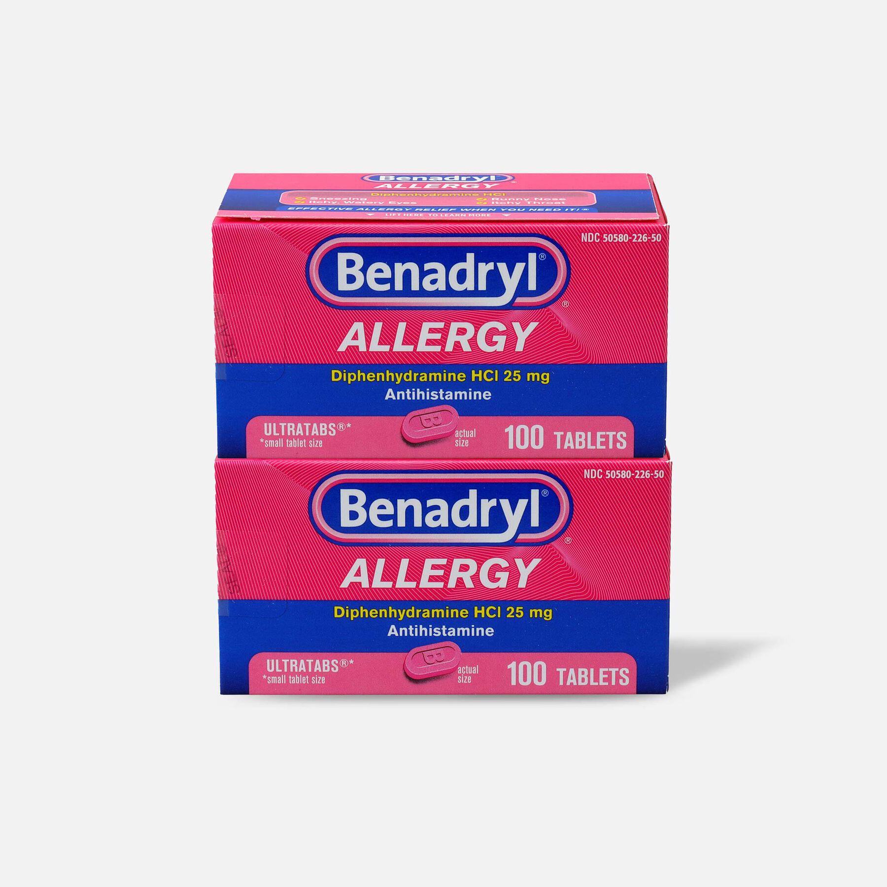 Benadryl Ultra Allergy Relief Tablets, 100 ct. (2-Pack)