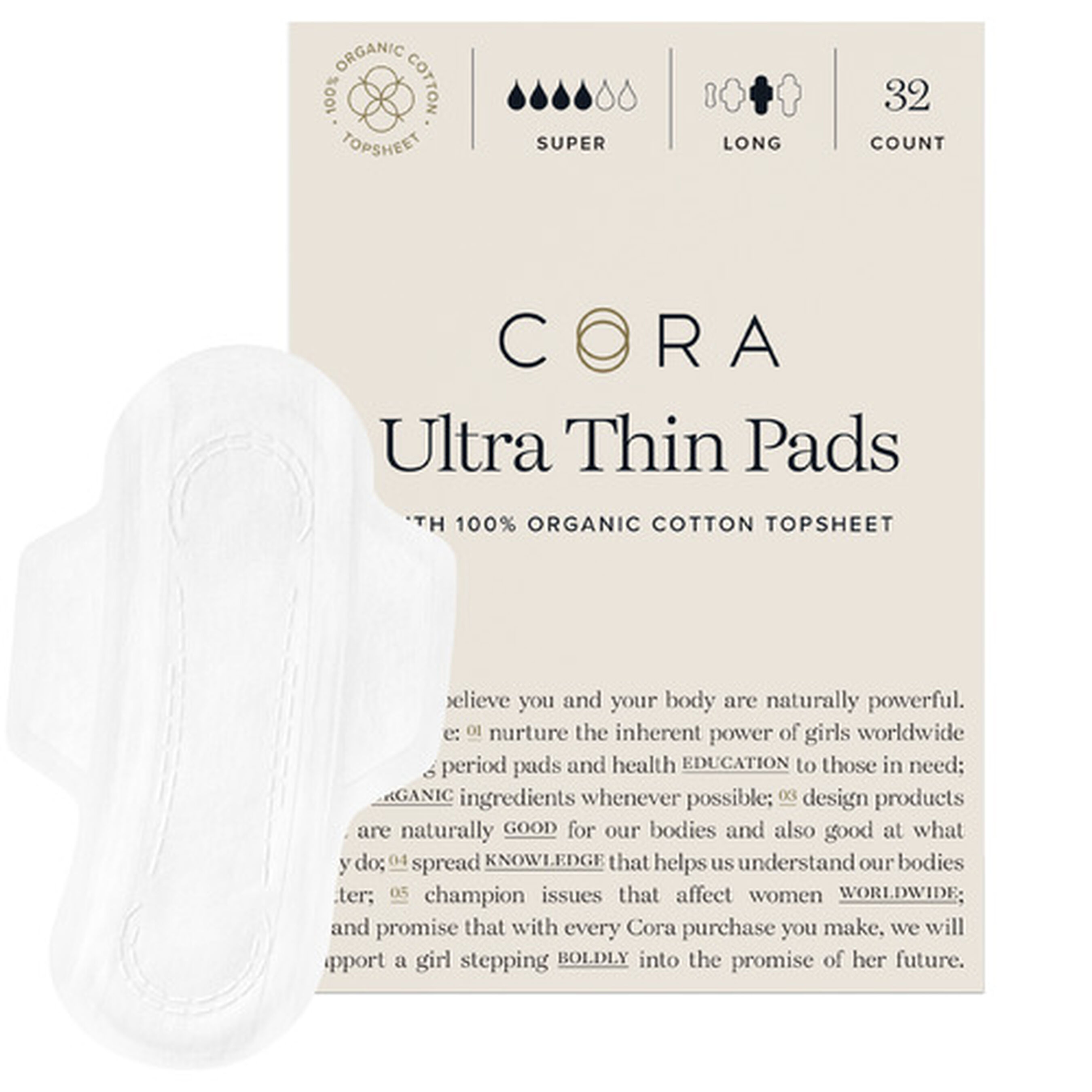 Cora Organic Cotton Ultra Thin Period Pads