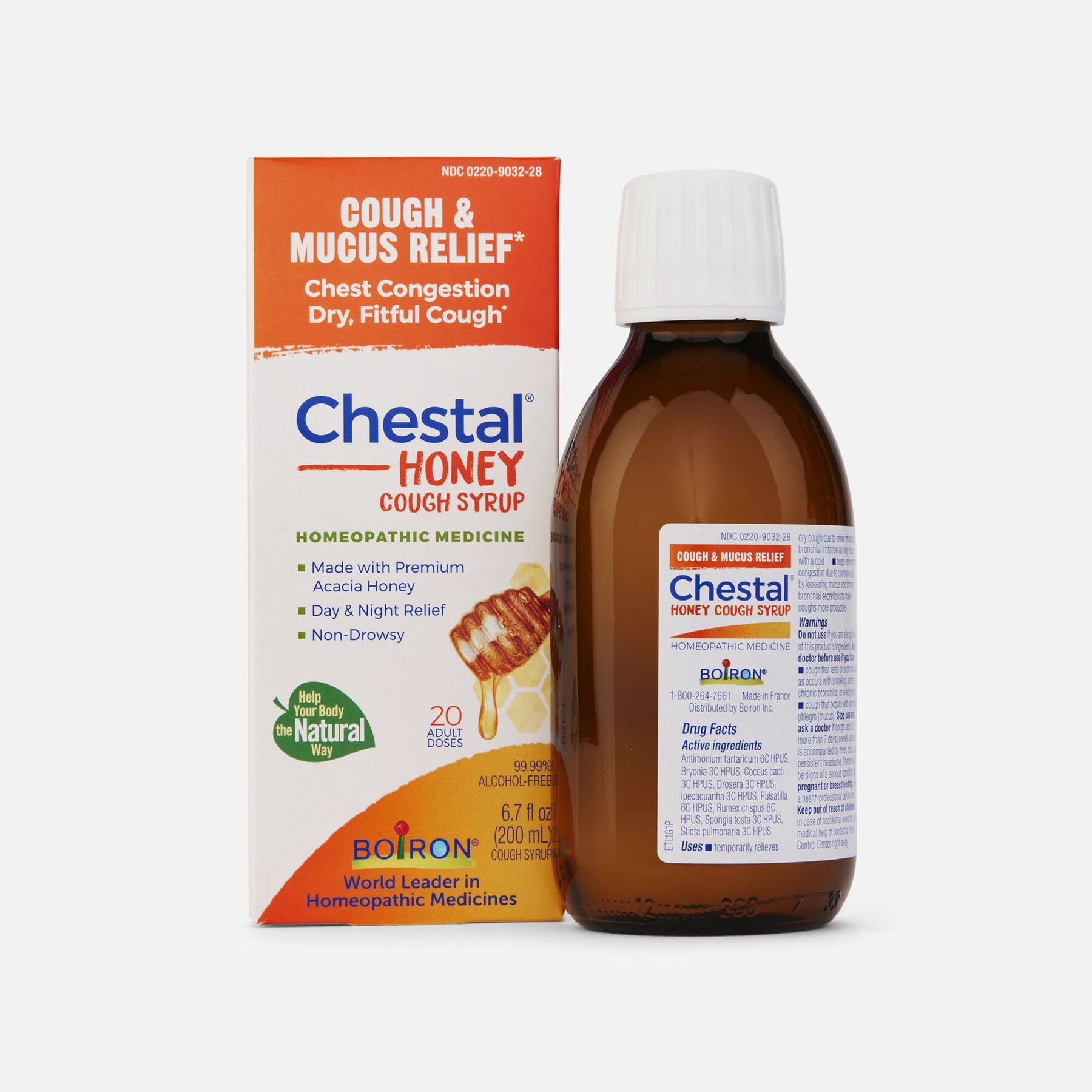 FSA Eligible Boiron Chestal Honey Cough & Chest Congestion, Multi ...