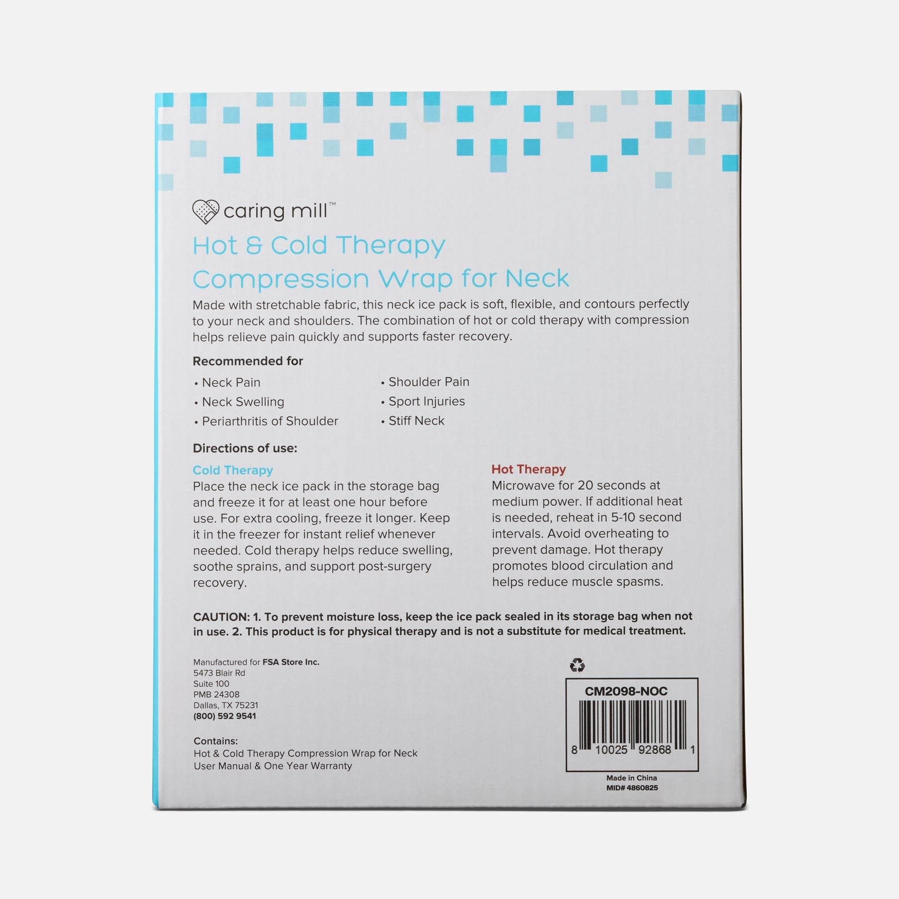 FSA Eligible Caring Mill™ Hot & Cold Therapy Compression Wrap for Neck ...