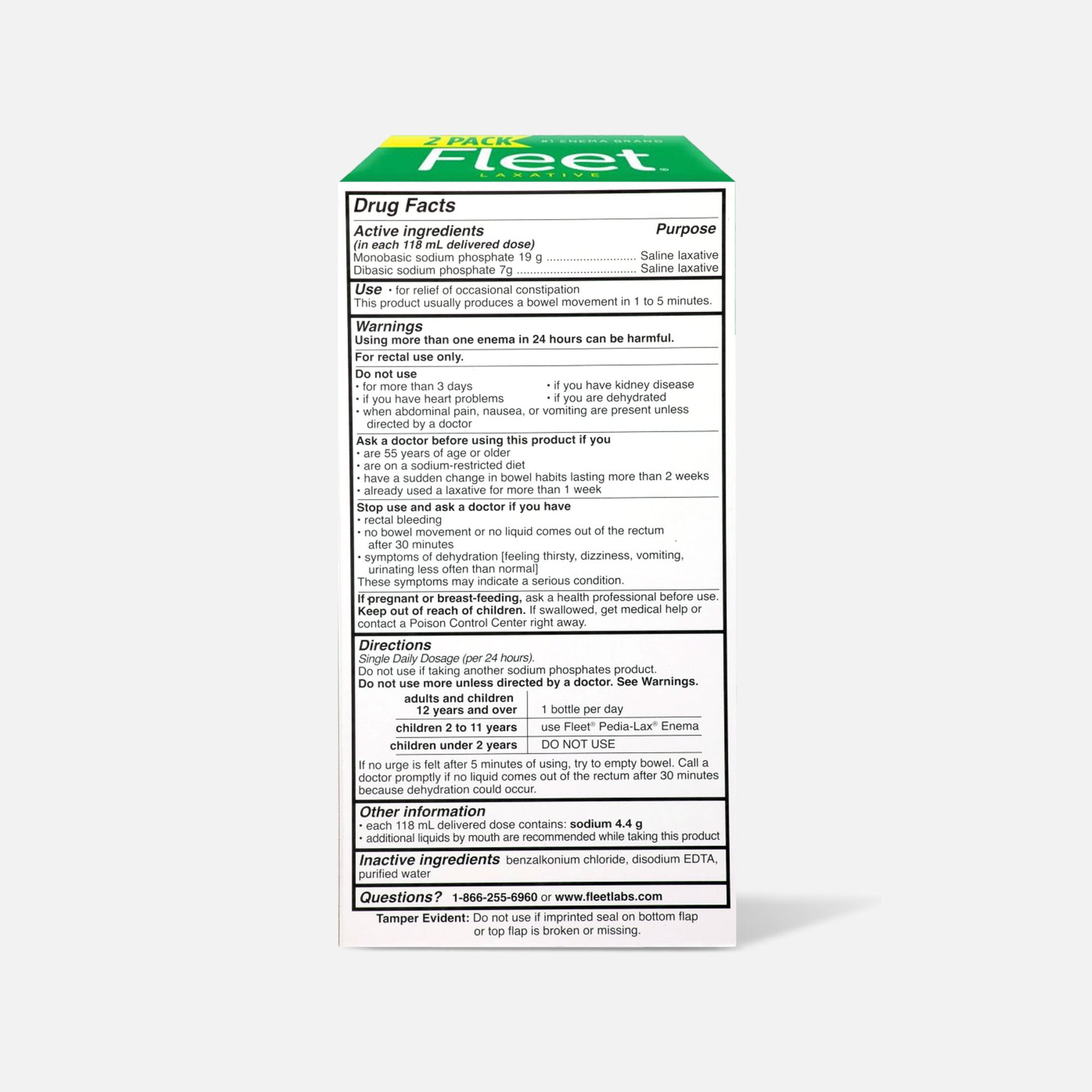 Fleet Enema, Ready-to-Use Saline Laxative, Twin Pack