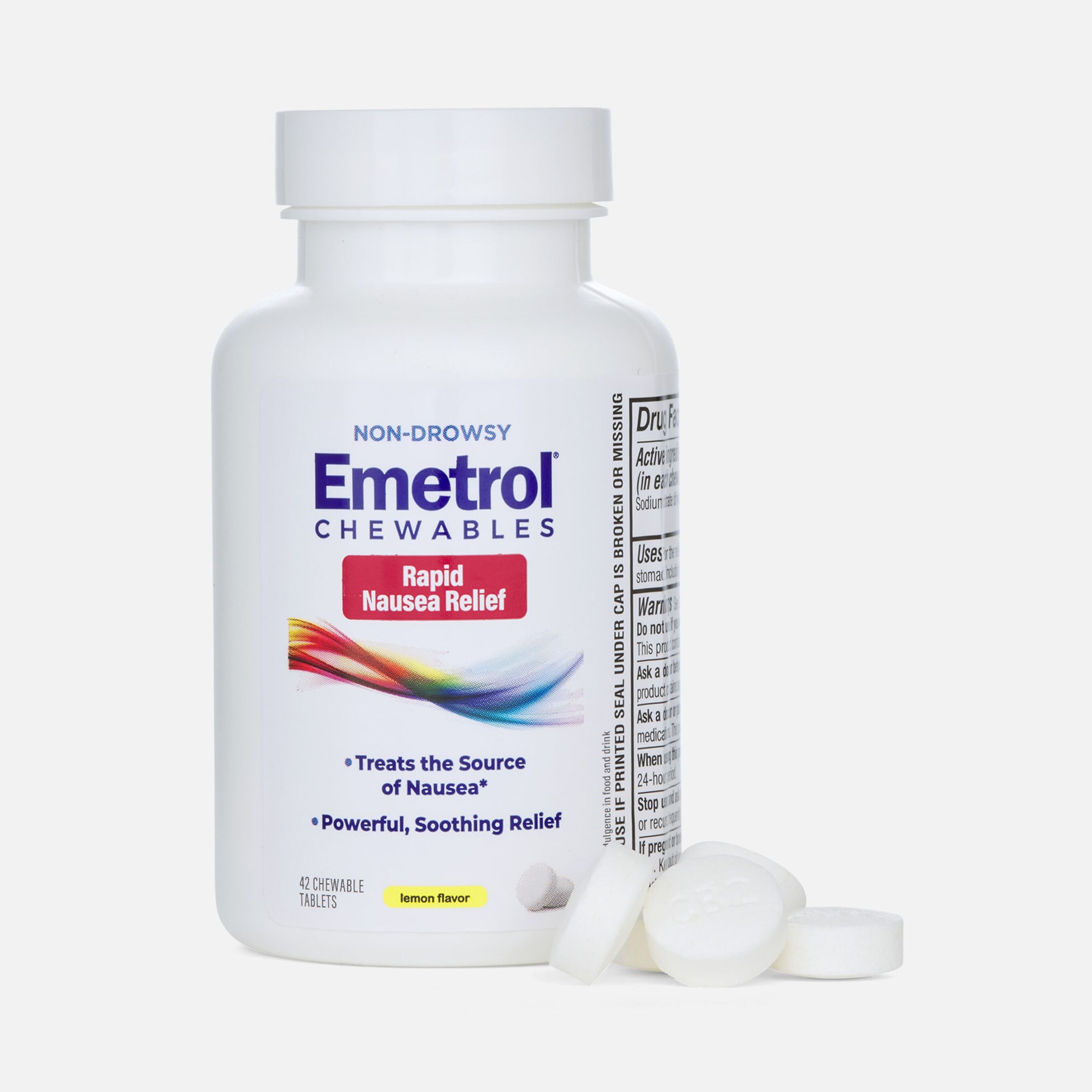 FSA Eligible Emetrol Chewable Tablets for Rapid Nausea Relief, Lemon ...