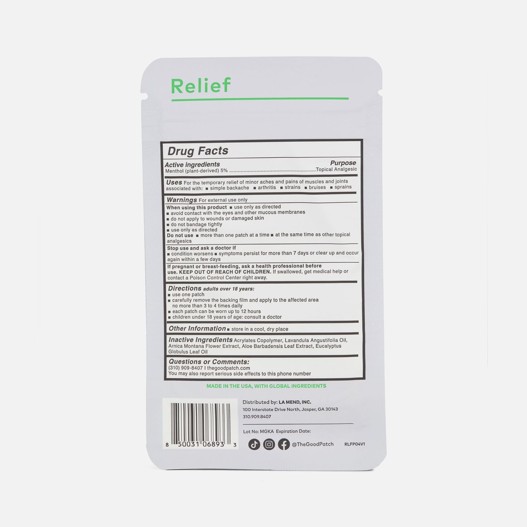 FSA Eligible The Good Patch® Relief - Pain Relieving Wellness Patch, 4 ...