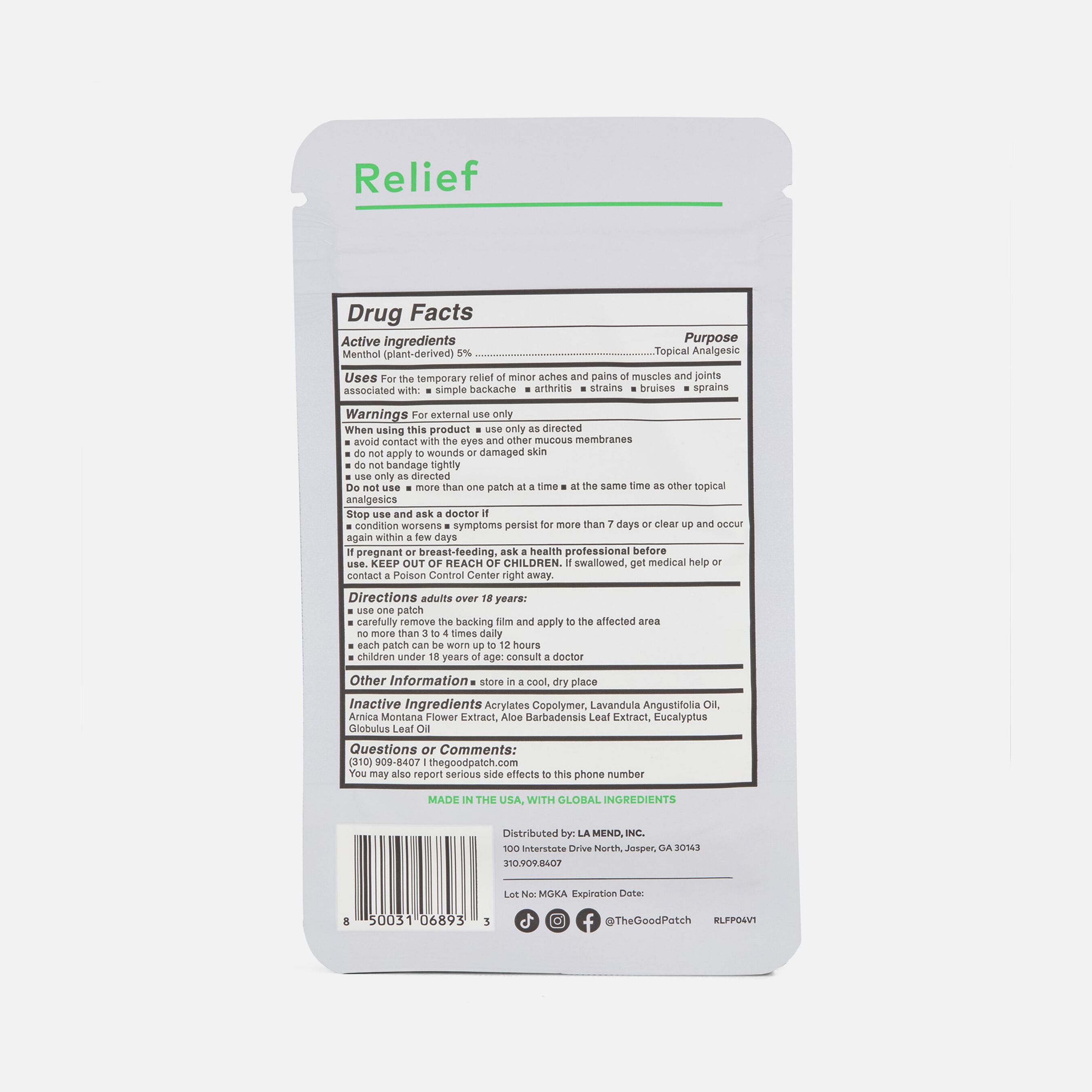 FSA Eligible The Good Patch® Relief - Pain Relieving Wellness Patch, 4 ...
