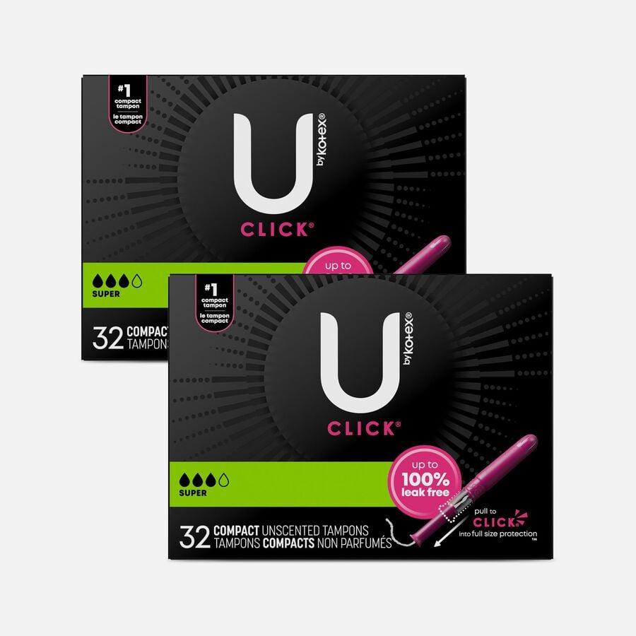 FSA Eligible U by Kotex Click Compact Tampons, Super Absorbency, 32 ct ...