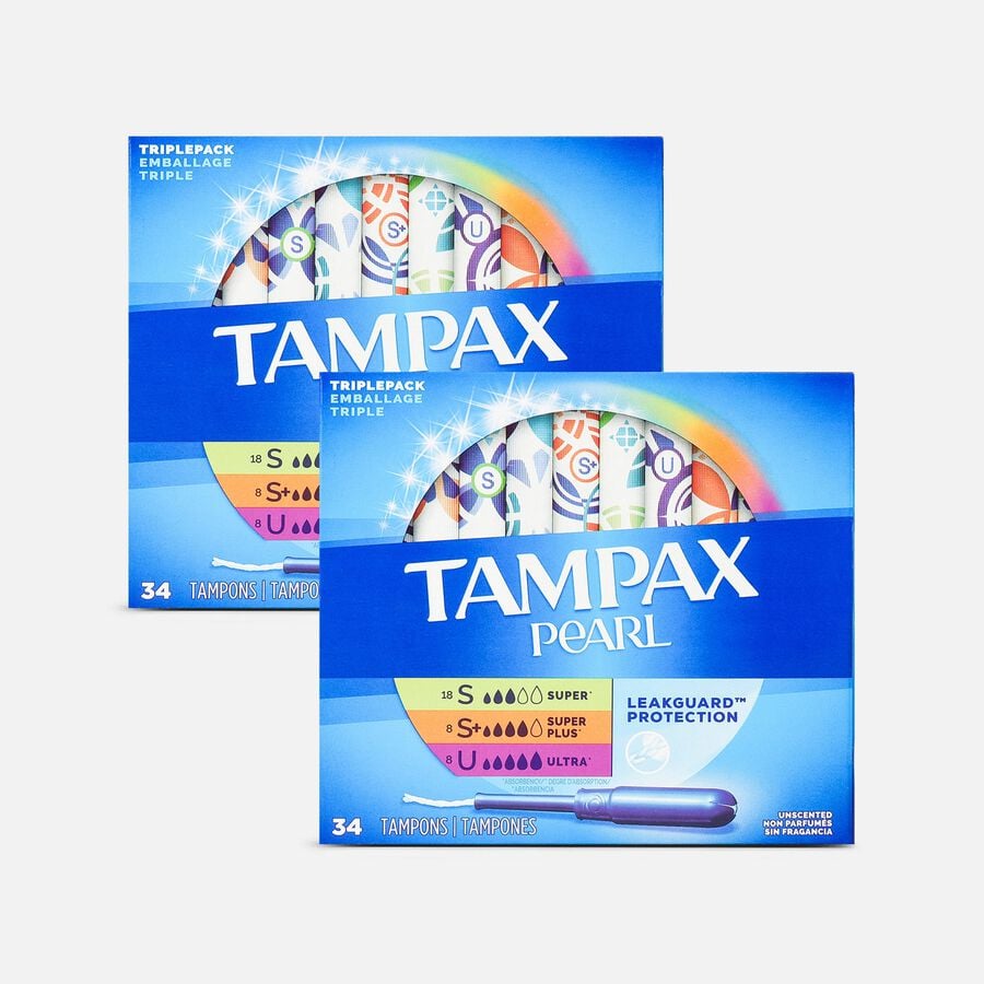 FSA Eligible Tampax Pearl Tampons Trio Pack, Super/Super Plus/Ultra ...
