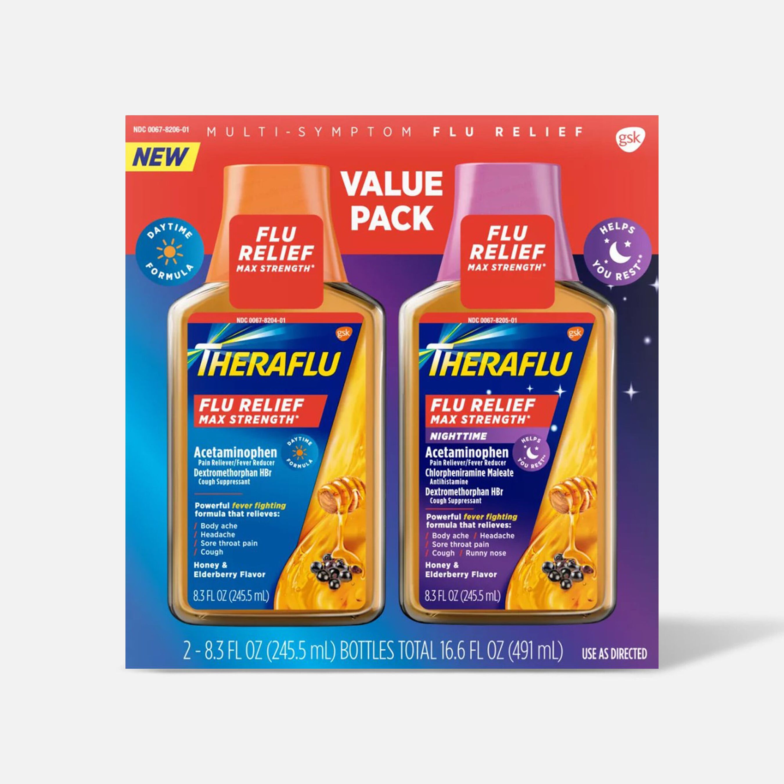 FSA Eligible Theraflu Multi-Symptom Flu Relief Max Strength Day & Night ...