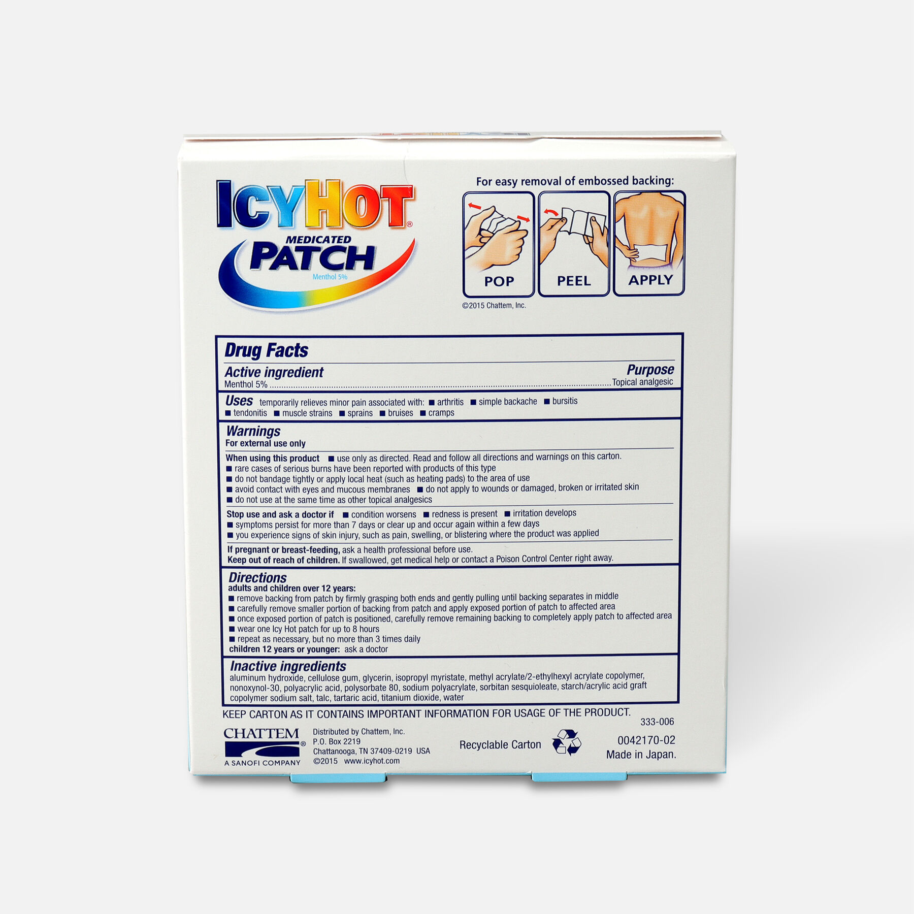 Icy Hot Medicated Back Patch, 5 ct.