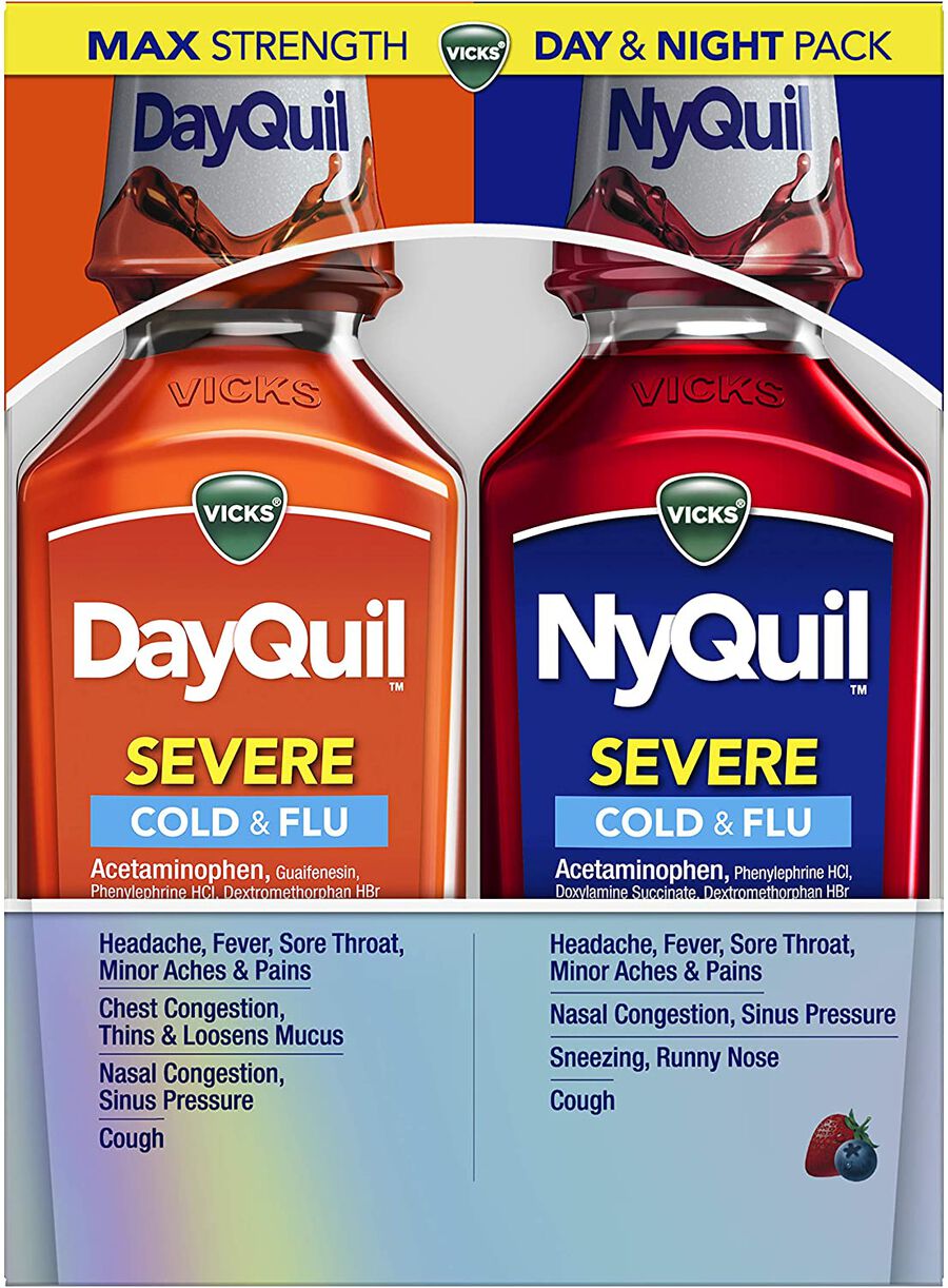 Vicks DayQuil/NyQuil Severe Cold and Flu, Combo Pack, 12 oz