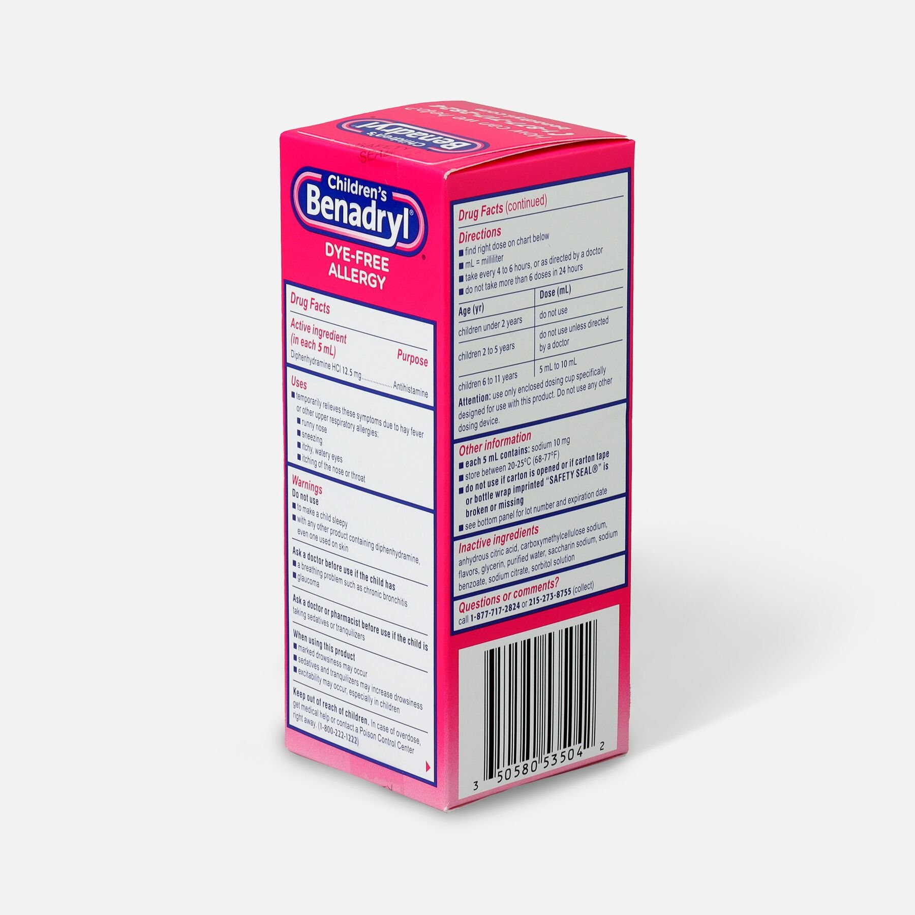 FSA Eligible Children's Benadryl Oral Solution, Bubble Gum Flavored, 4 ...