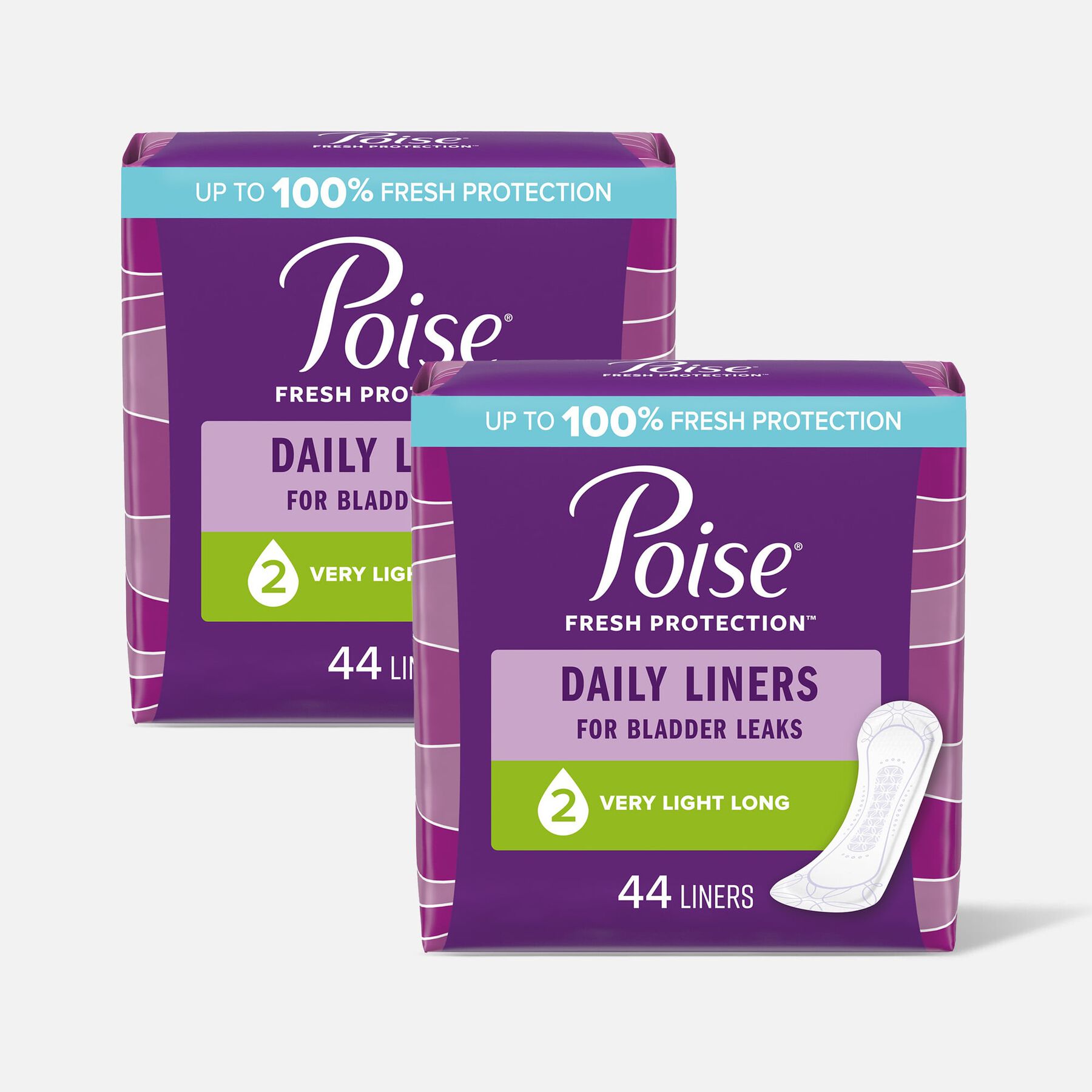 FSA Eligible | Poise Pantyliners Very Light Extra Coverage, Long, 44 ct. (2-Pack)