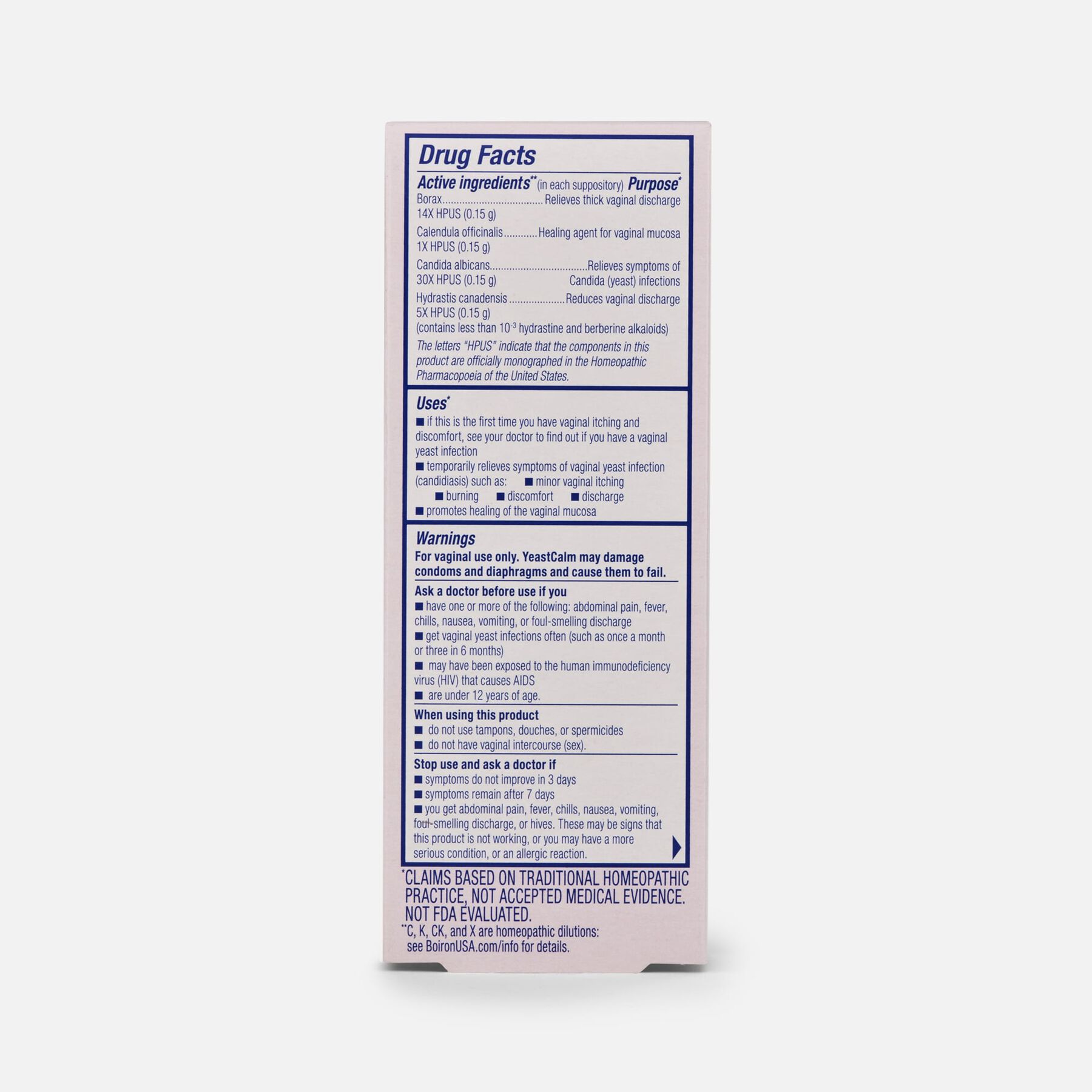 FSA Eligible Boiron YeastCalm Suppositories, 7 ct. | FSA Store