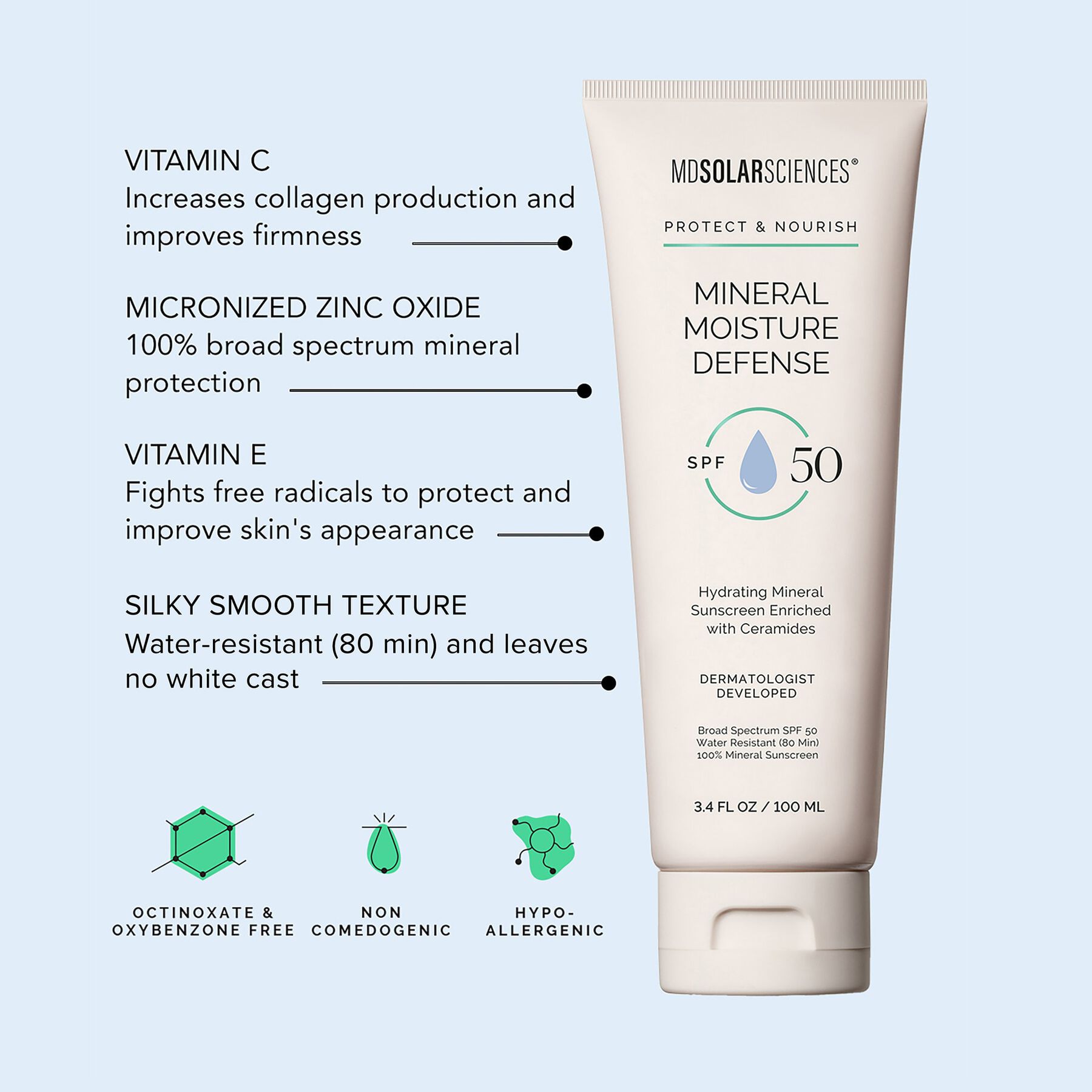 FSA Eligible MDSolarSciences Mineral Moisture Defense, SPF 50, 3.4 oz ...