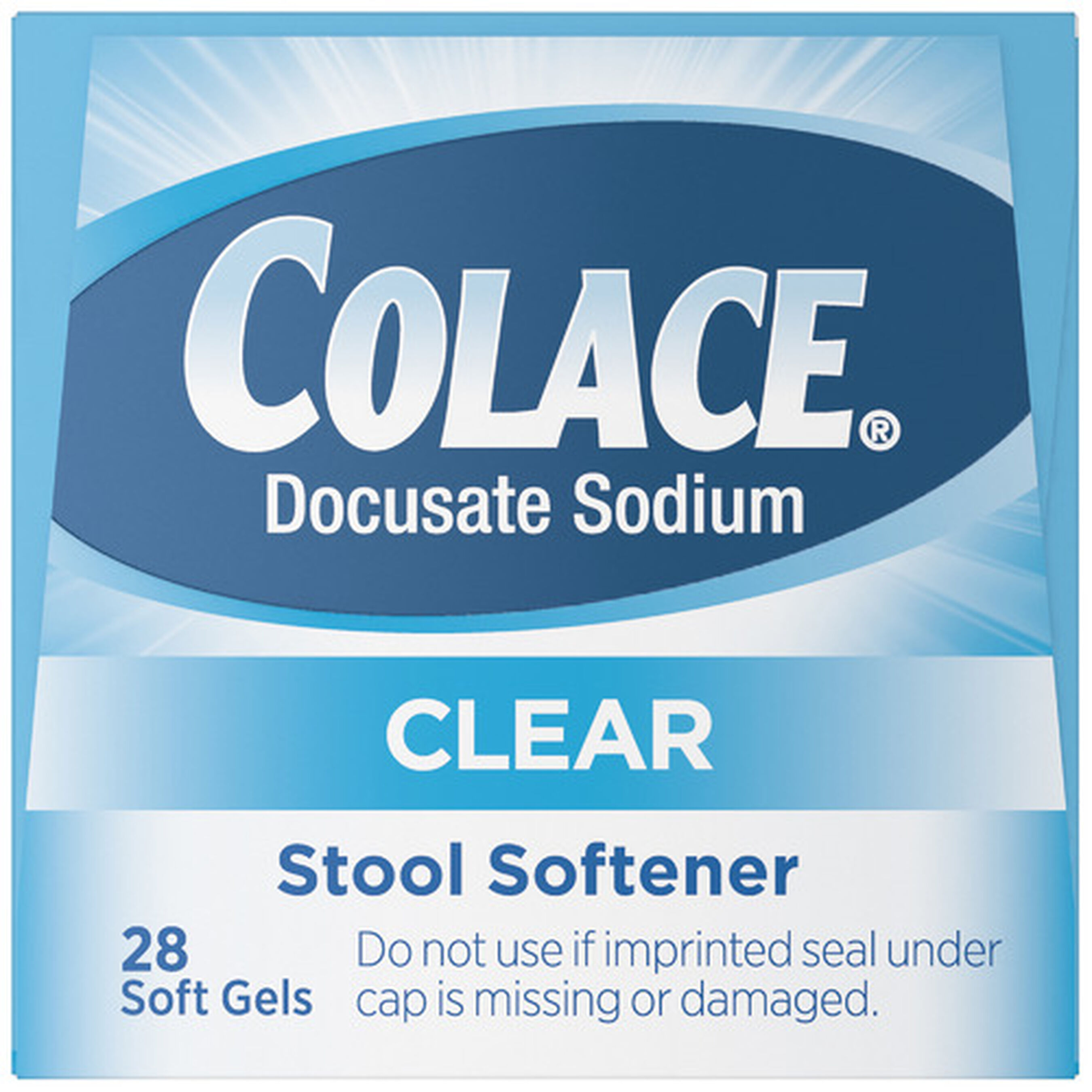 Colace Clear Stool Softener Softgels, 50mg, 28 ct