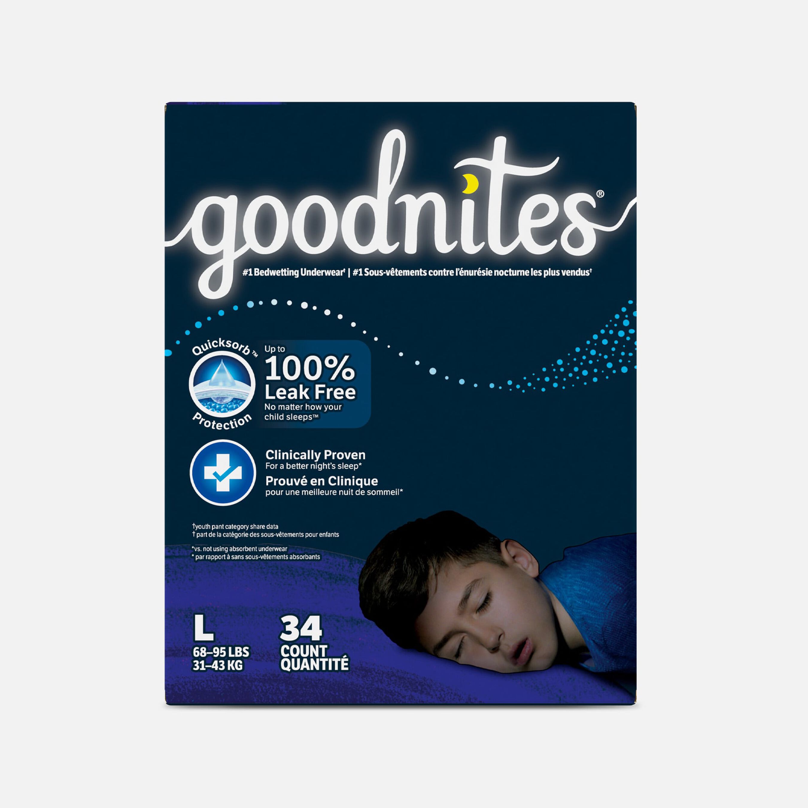 FSA Eligible Goodnites Boys' Nighttime Bedwetting Underwear, Size Large ...