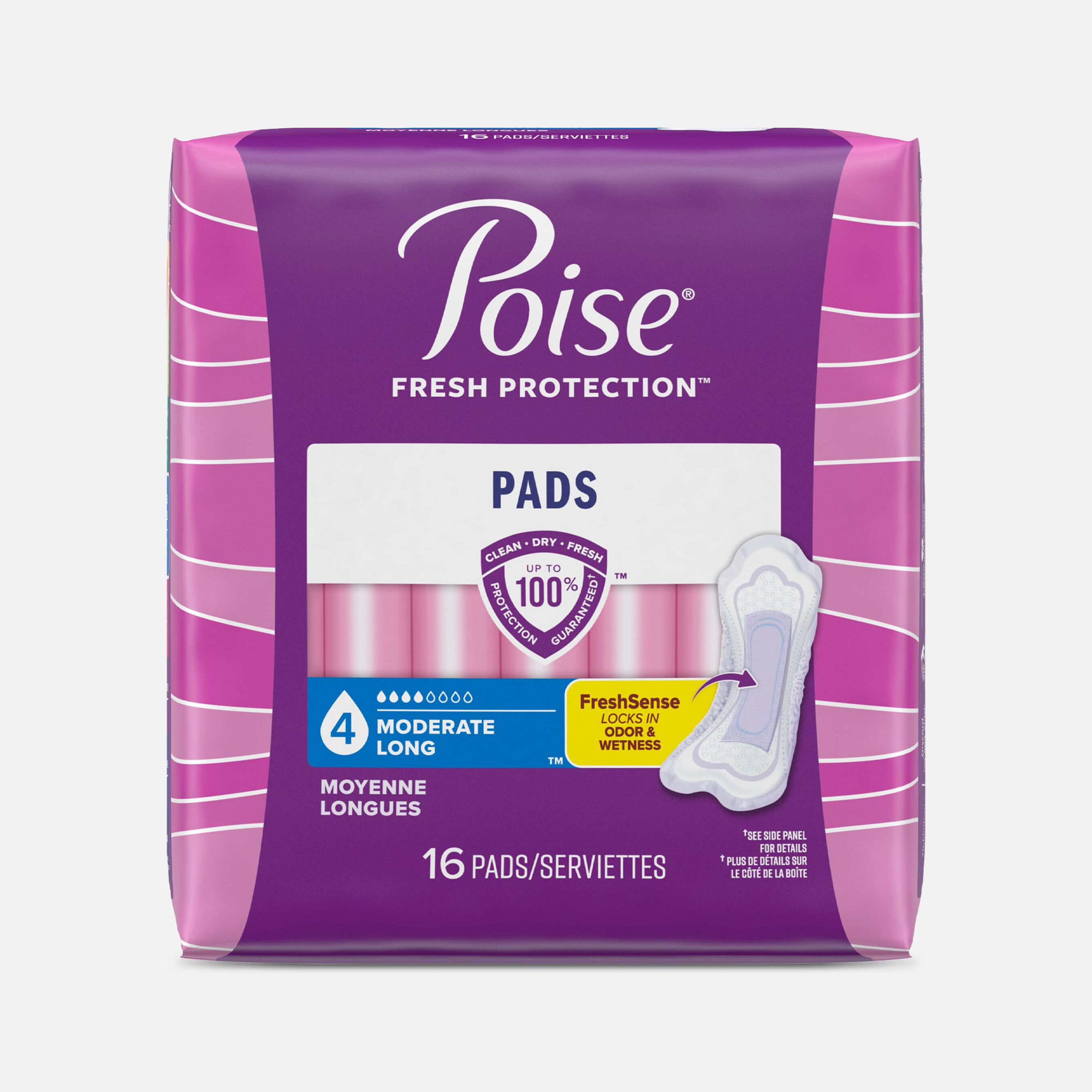 FSA Eligible Poise Incontinence Pads, Moderate Long, 16 ct. | FSA Store
