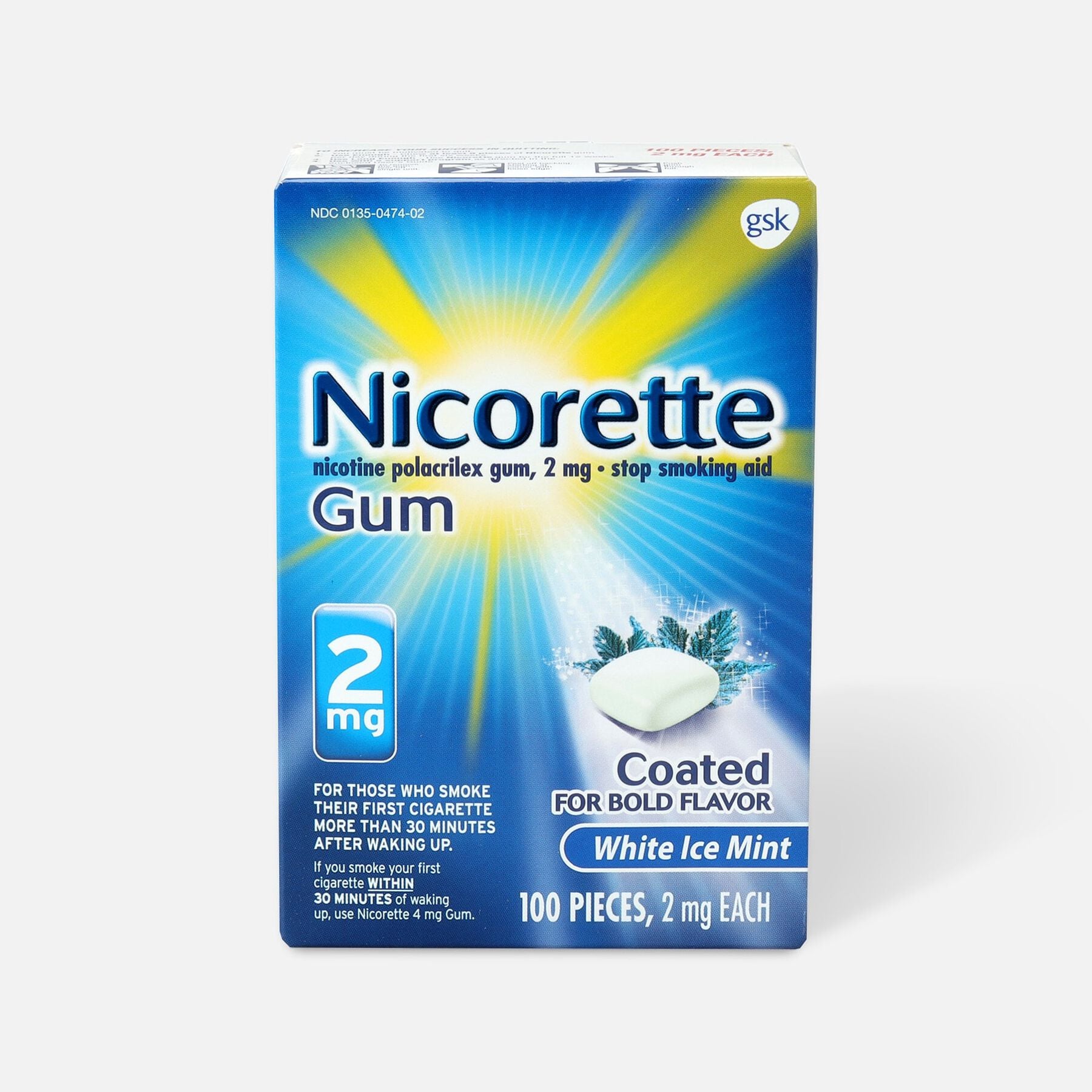 FSA Eligible Nicorette Gum White Ice Mint, 2 mg, 100 ct. | FSA Store