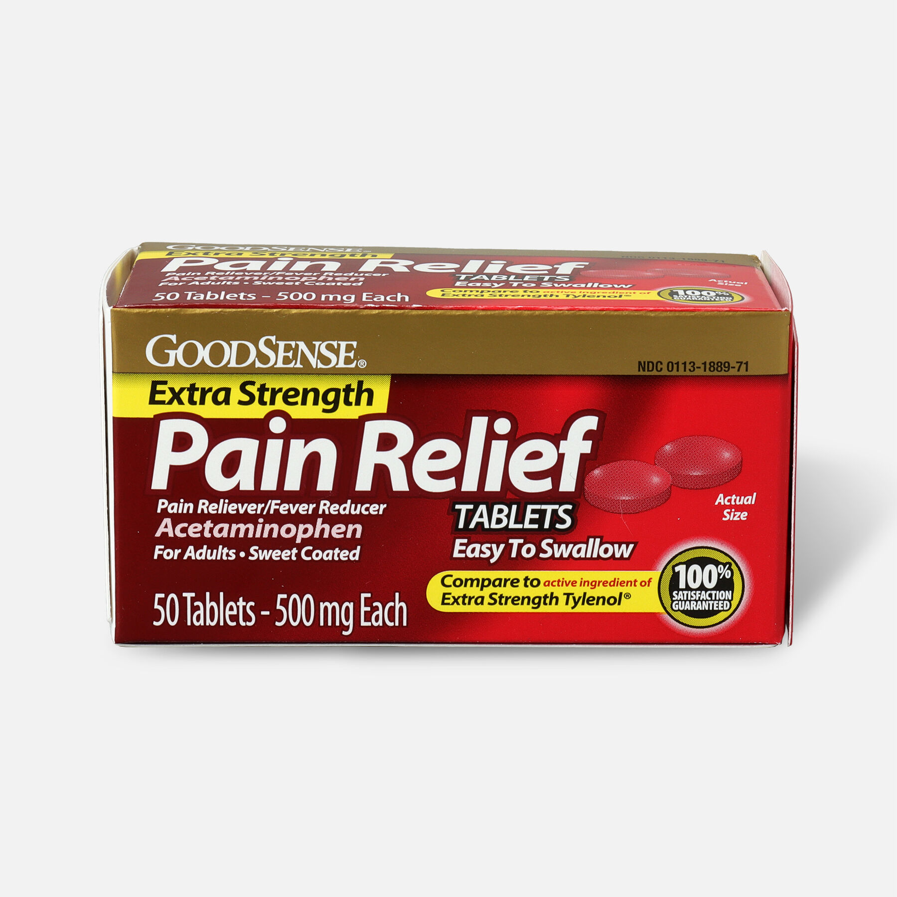 GoodSense® Pain Relief 500 mg Sweet Coated Easy to Swallow Tablet, 50 ct