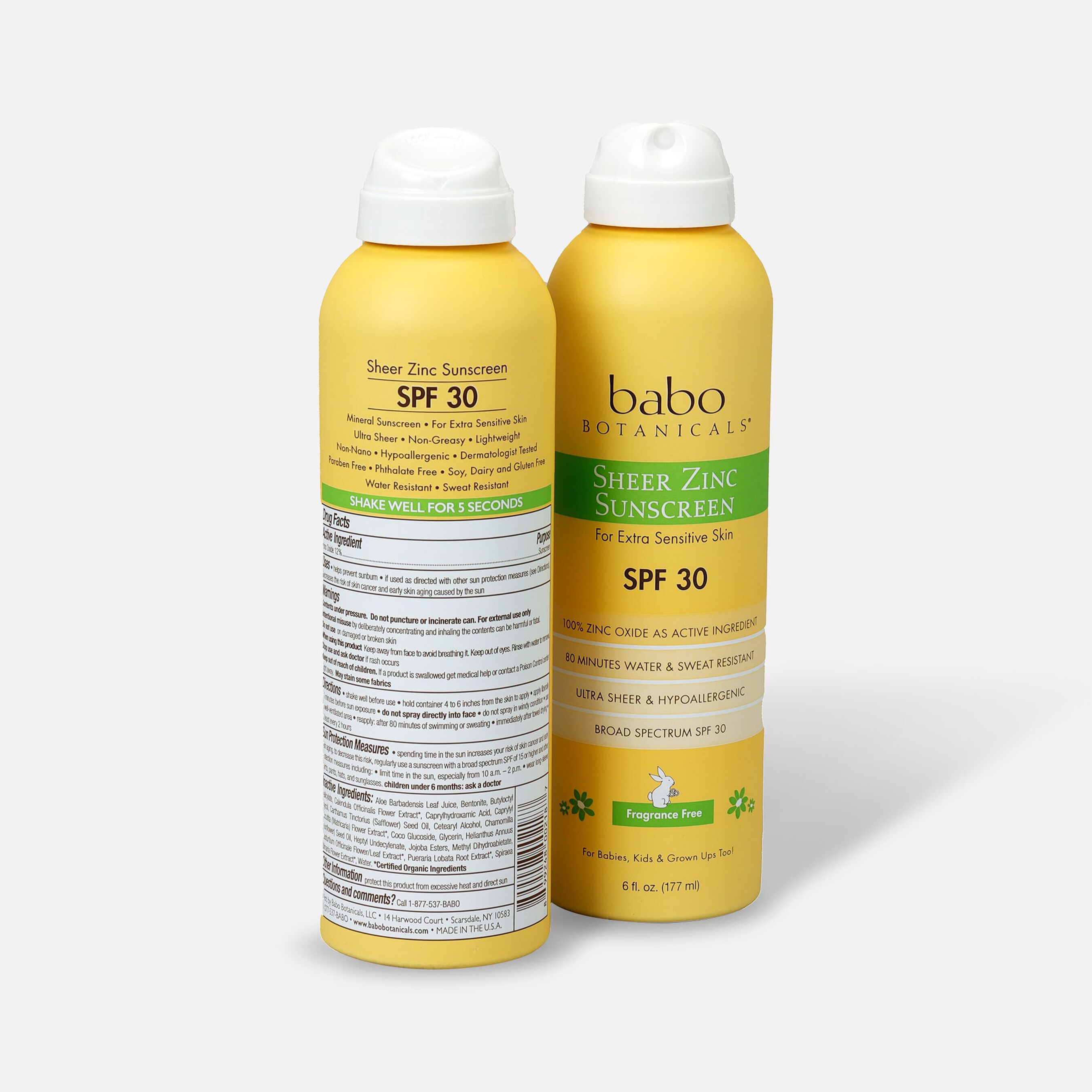 Babo Botanicals Sheer Zinc Continuous Spray Sunscreen, SPF 30, 6 fl oz ...