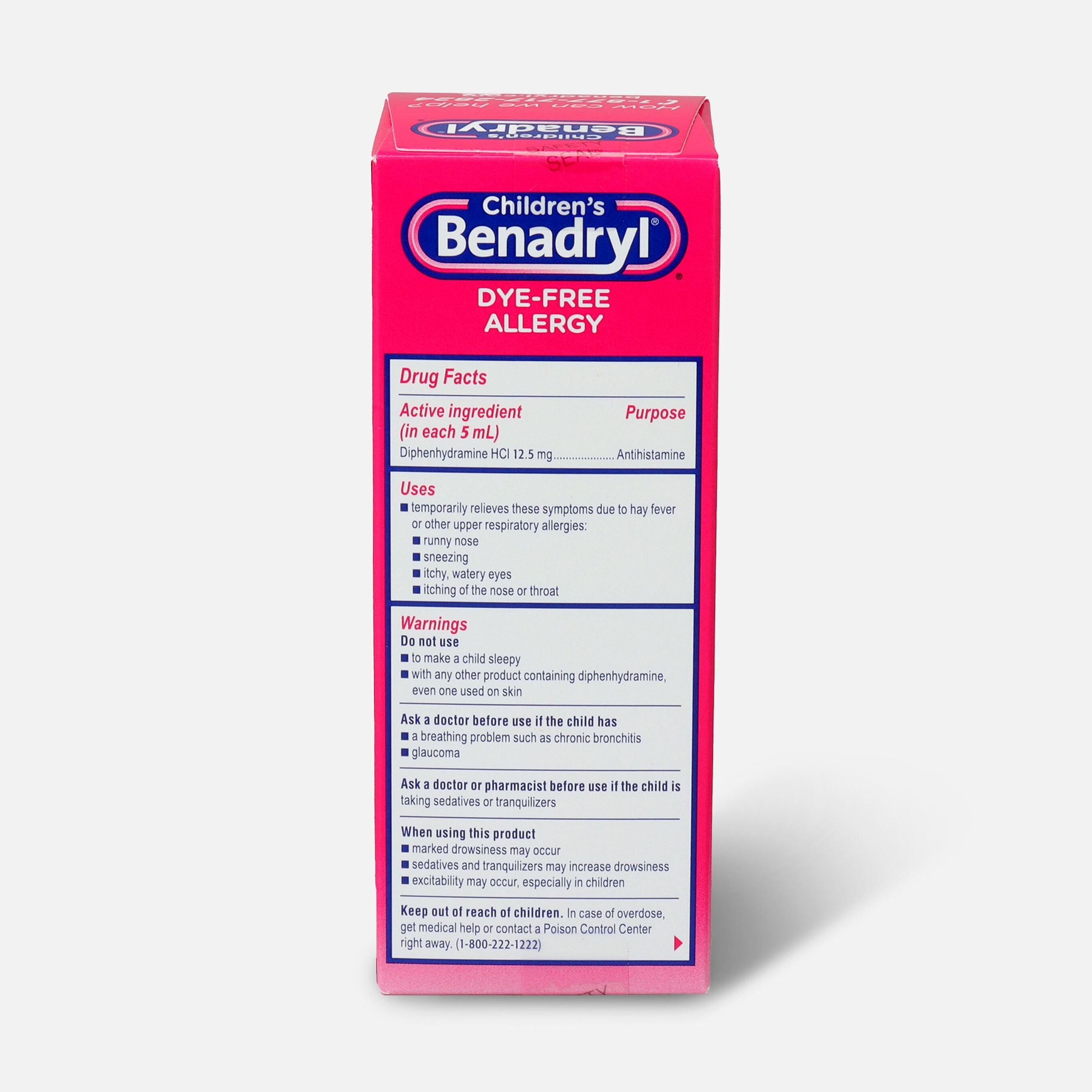 FSA Eligible Children's Benadryl Oral Solution, Bubble Gum Flavored, 4 ...