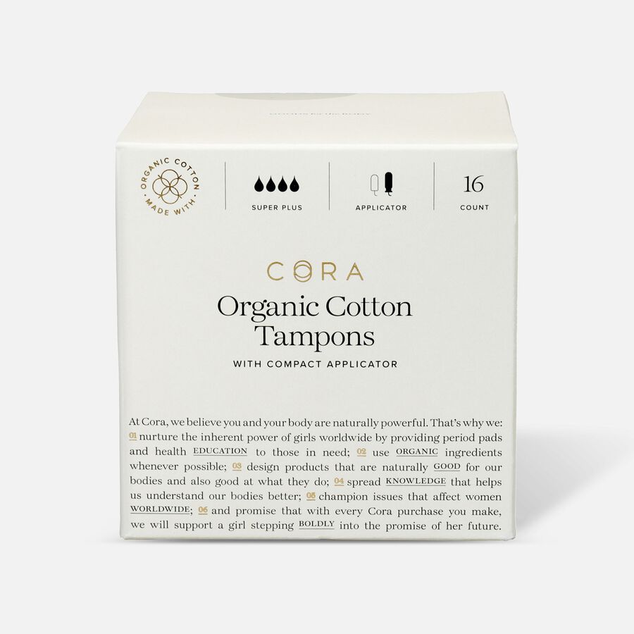 Cora Organic Cotton Applicator Tampons, 16 ct