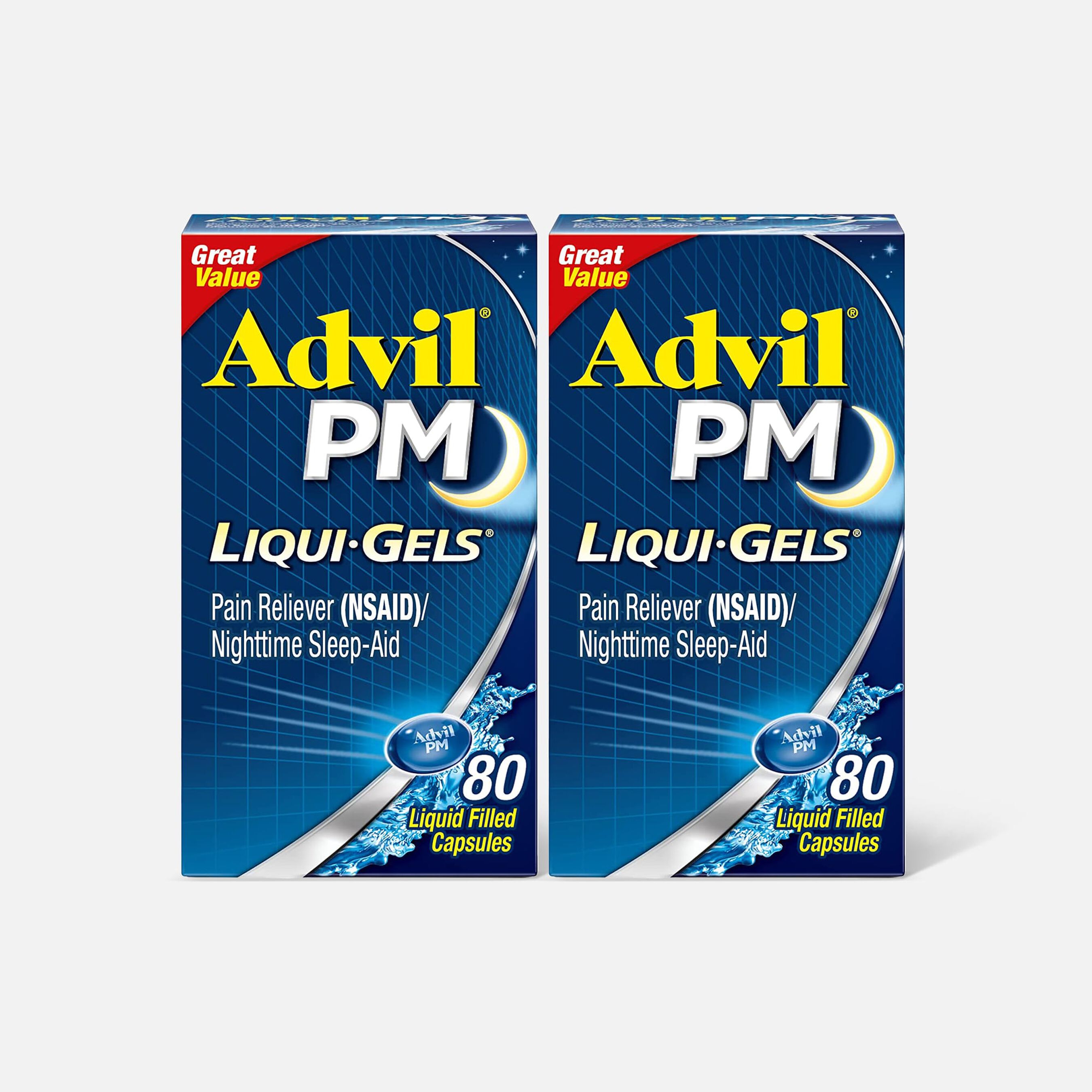 FSA Eligible Advil Pain PM Reliever & Nighttime Sleep Aid Liqui-Gels ...