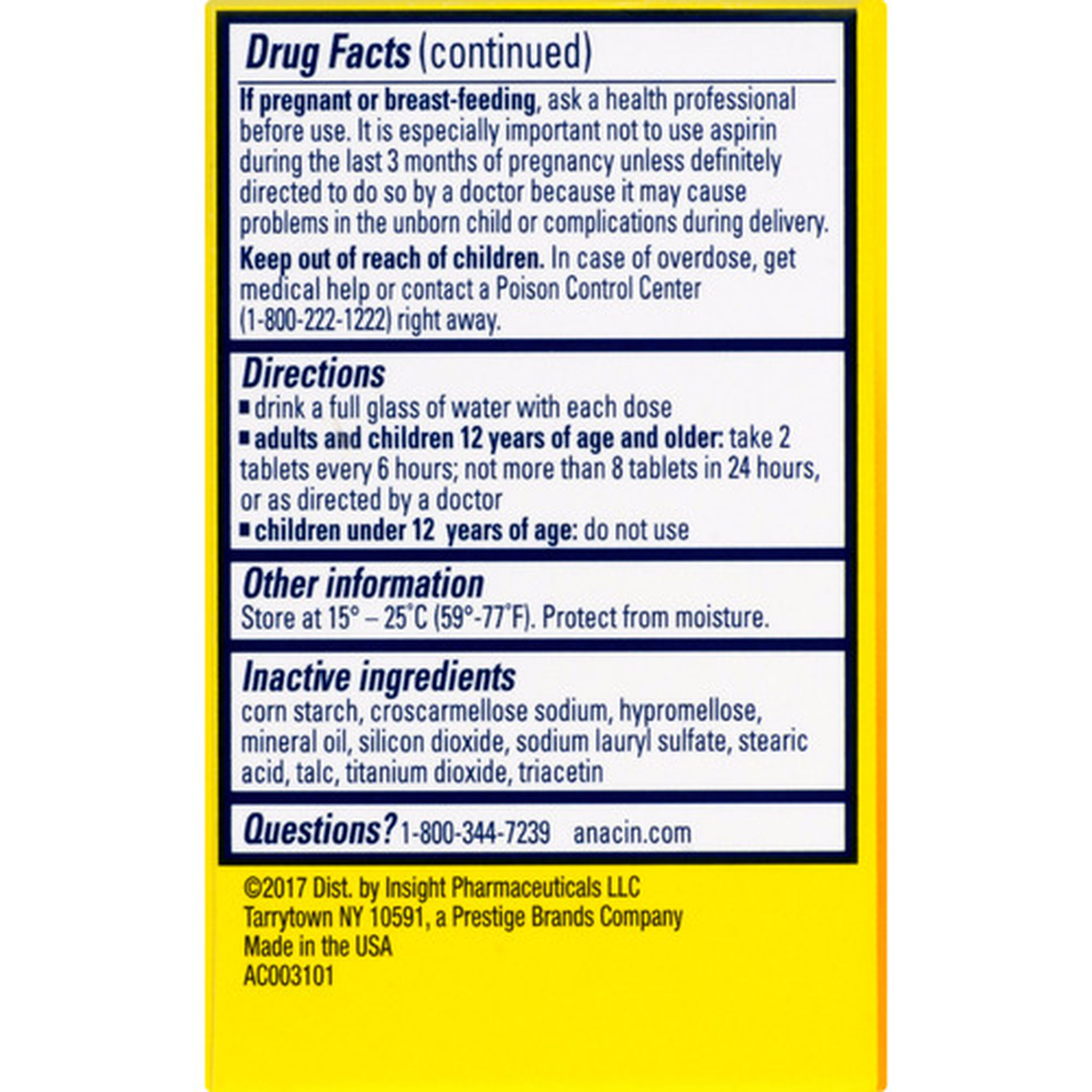 Anacin, Regular Strength, 50 count