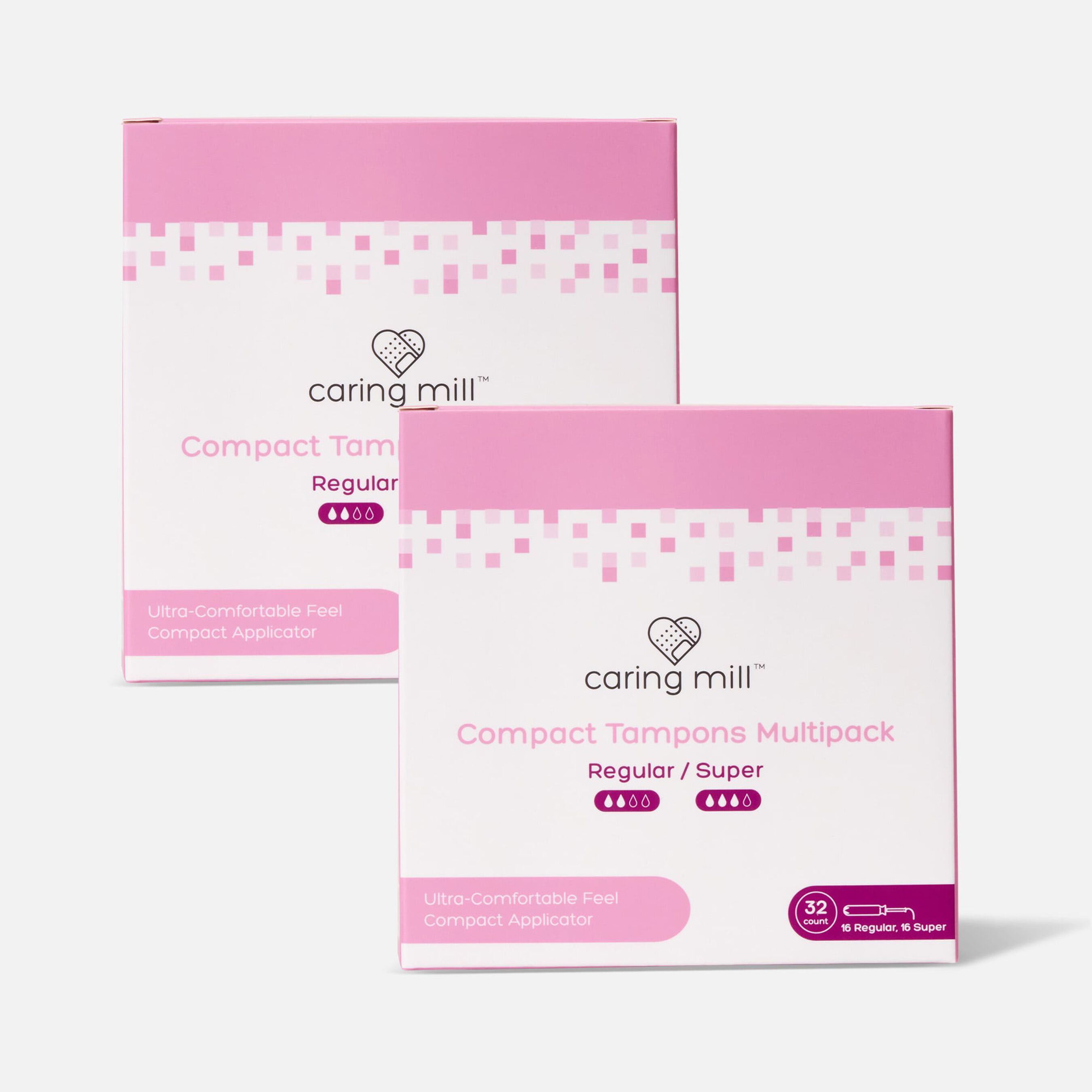 FSA Eligible Caring Mill™ Super+Regular Compact Tampons, 32 ct. (2-Pack ...