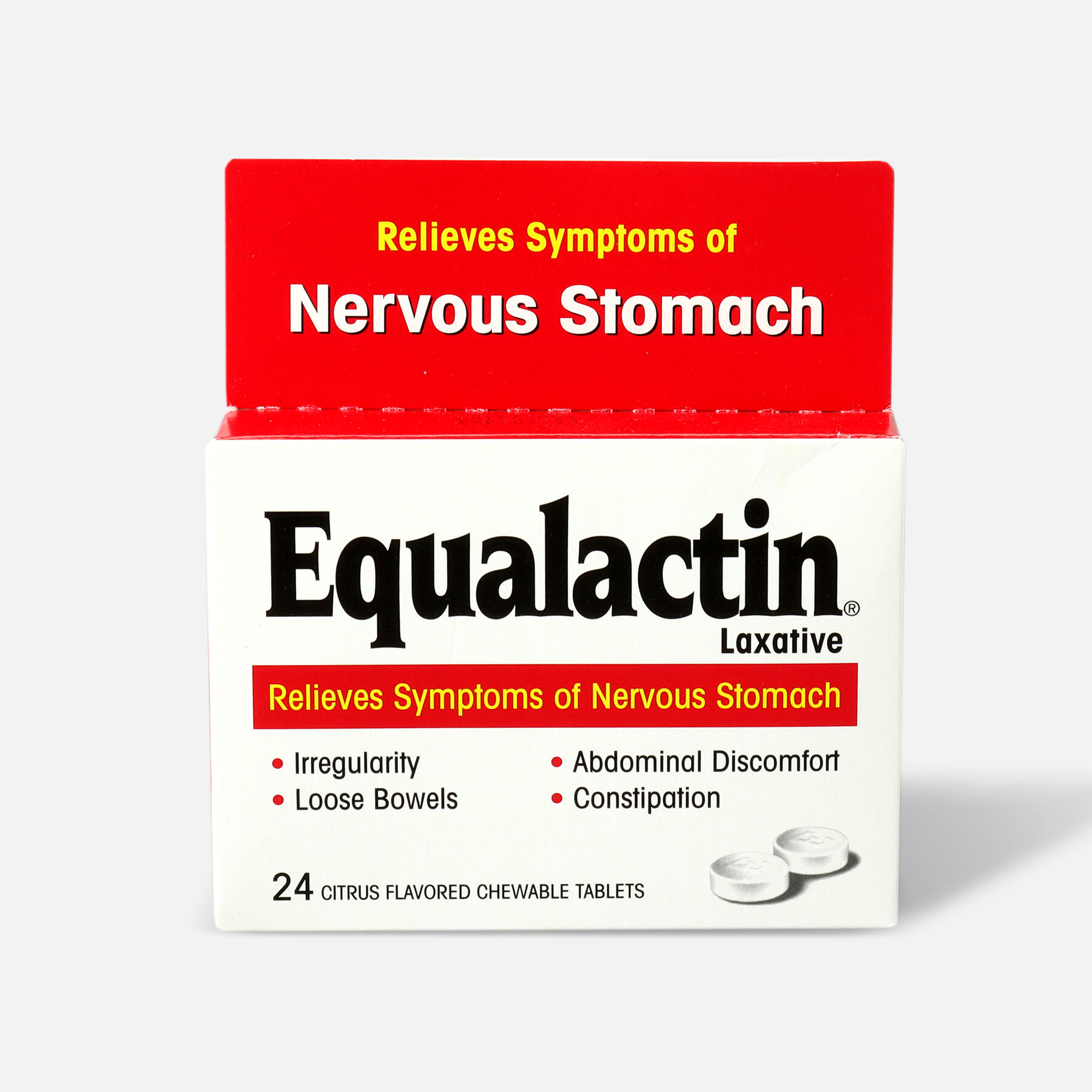 Equalactin Laxative for Nervous Stomach, Citrus Flavored Chewable Tablets