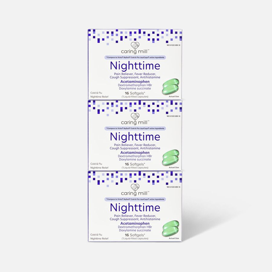 Caring Mill™ Nighttime Cold & Flu Relief Soft Gels, 16 ct. (3-Pack)