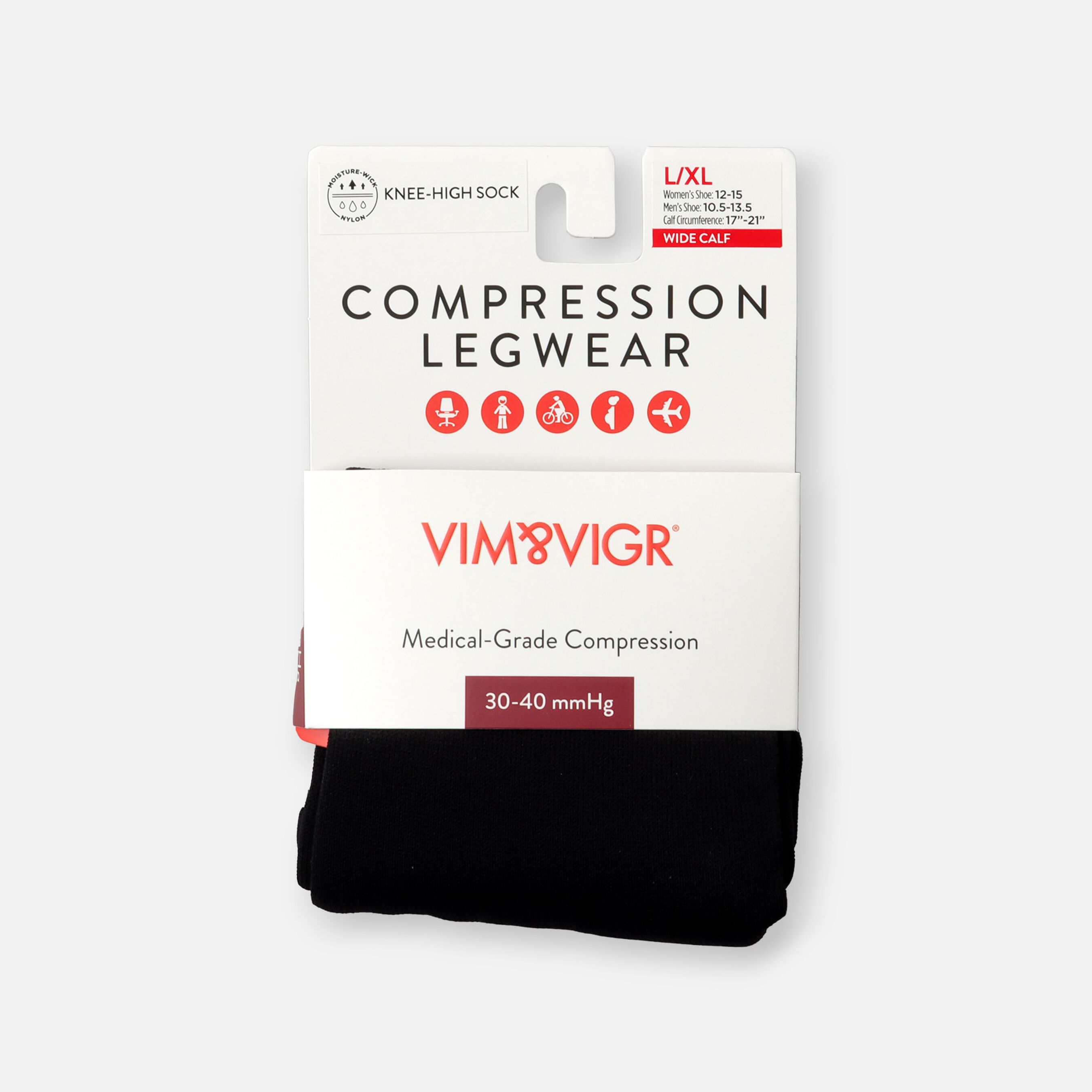 FSA Eligible VIM & VIGR Moisture-Wick Nylon Compression Socks, Solid ...