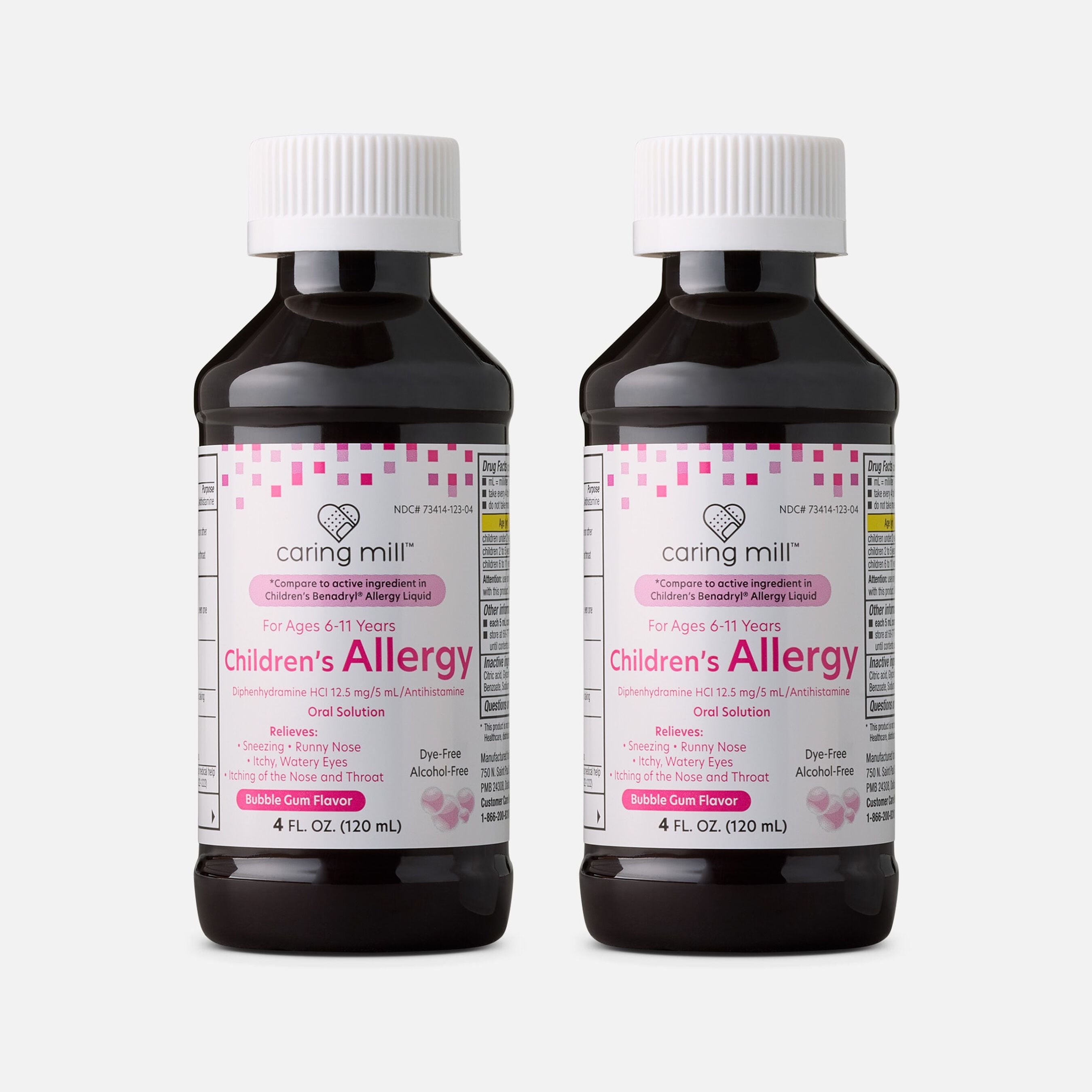 FSA Eligible Caring Mill™ Children's Allergy Dye-Free Bubblegum Liquid ...