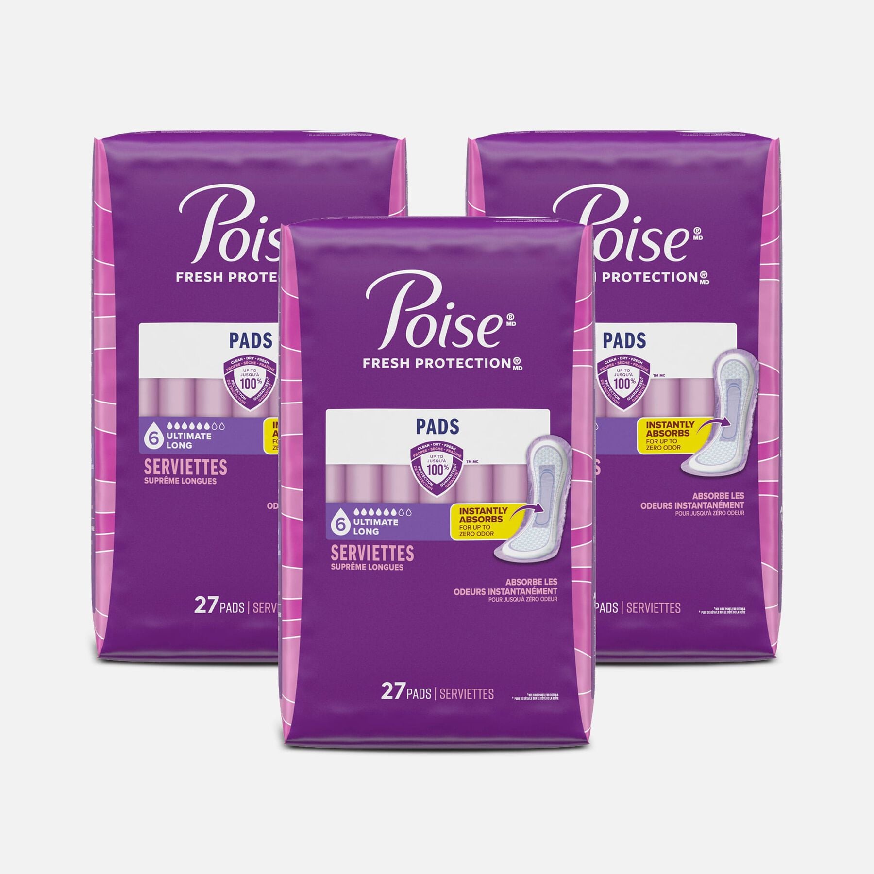 FSA Eligible Poise Incontinence Pads, Ultimate Absorbency, Long, 27 ct ...