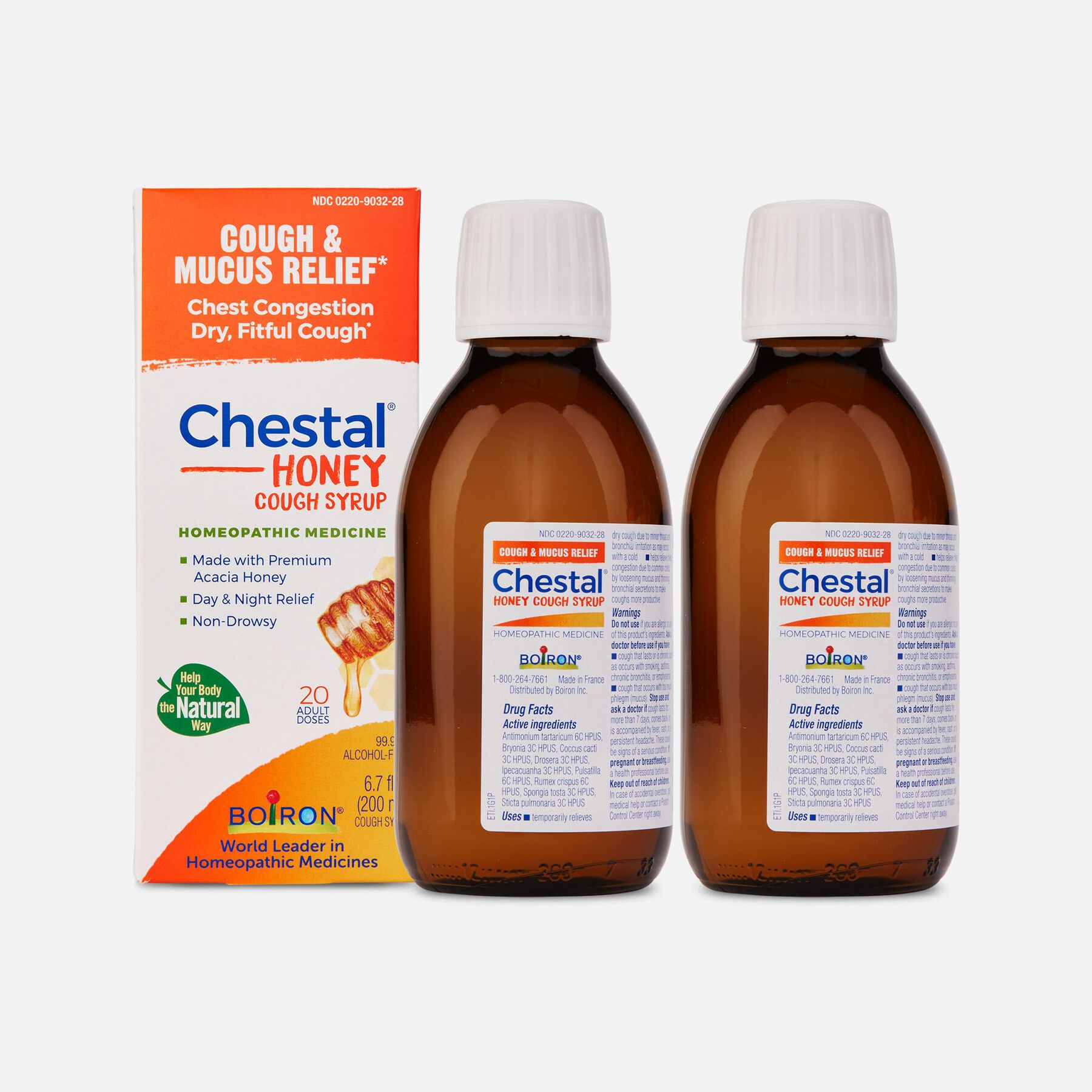 FSA Eligible Boiron Chestal Honey Cough & Chest Congestion, Multi ...