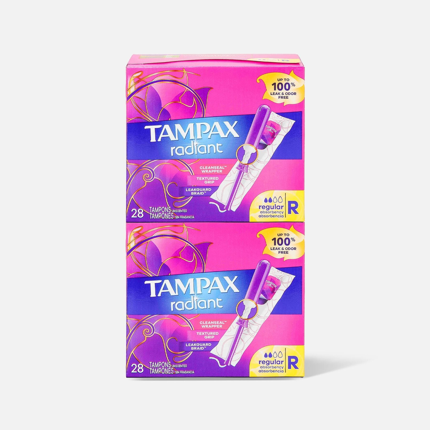 FSA Eligible Tampax Radiant Tampons Regular Absorbency with BPA-Free ...