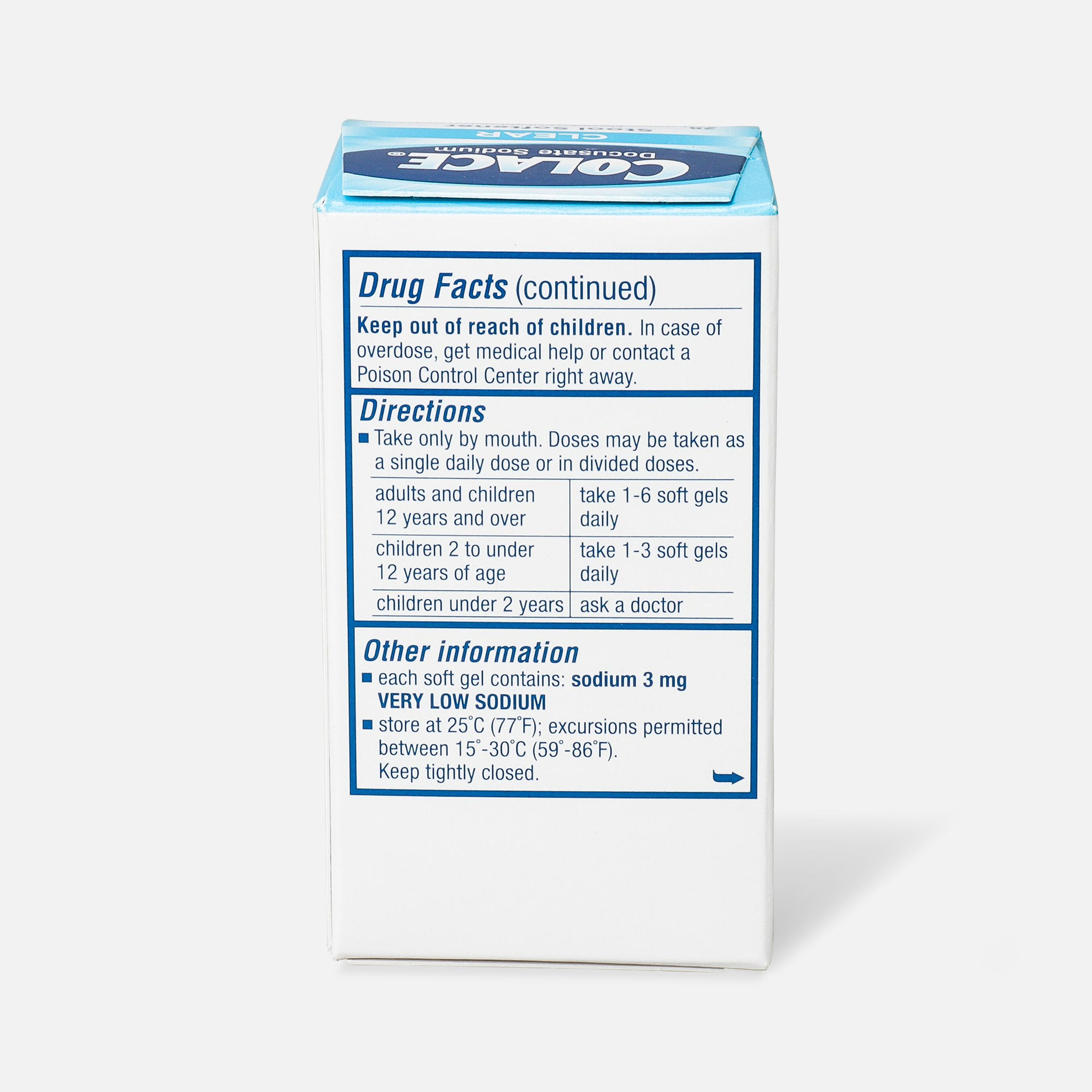 Colace Clear Stool Softener Softgels, 50mg, 28 ct