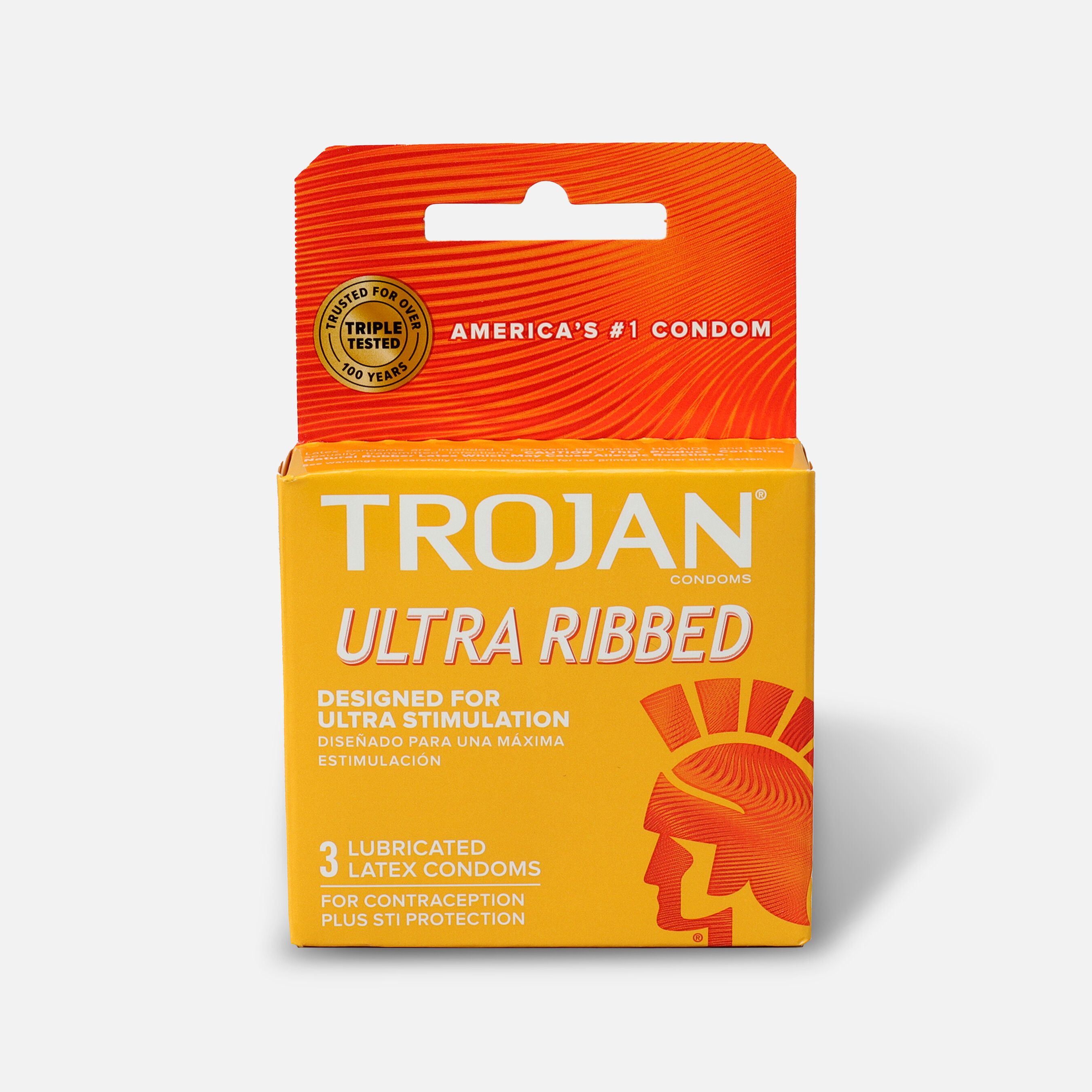 Trojan Ultra Ribbed Lubricated Latex Condoms, 36 ct.
