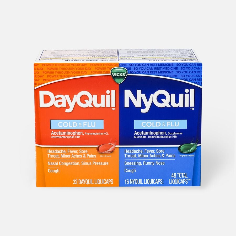Vicks Dayquilnyquil Cold And Flu Combo Liquicaps 48 Ct