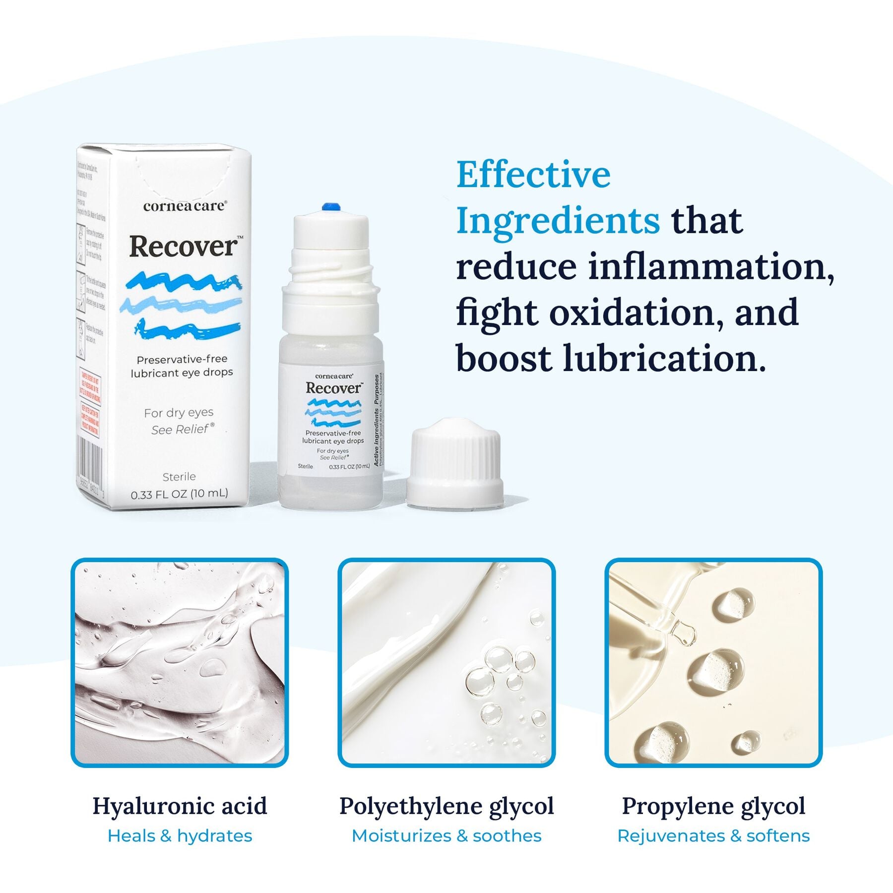 FSA Eligible CorneaCare Recover Preservative-Free Artificial Tear, 0.33 ...