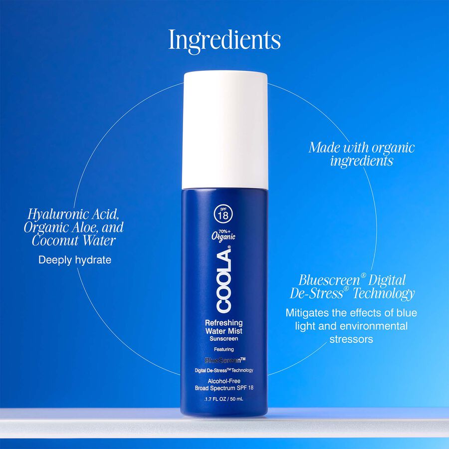 FSA Eligible COOLA Refreshing Water Mist Organic Face Sunscreen SPF 18 ...