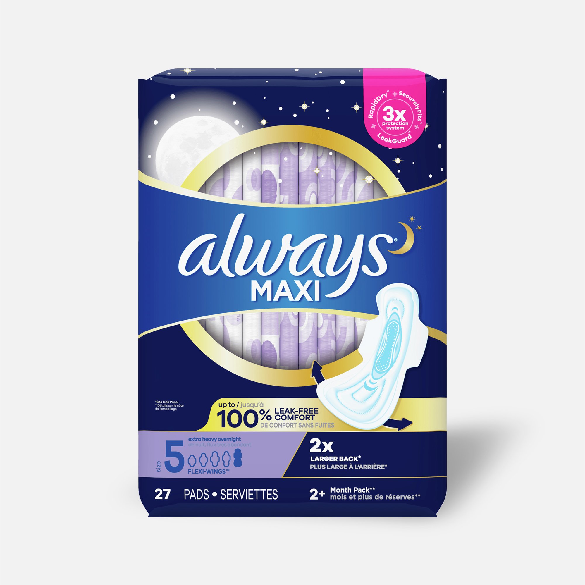 FSA Eligible Always Ultra Thin Pads Overnight Absorbency Unscented with Wings Size 4 36 ct. 2 Pack FSA Store