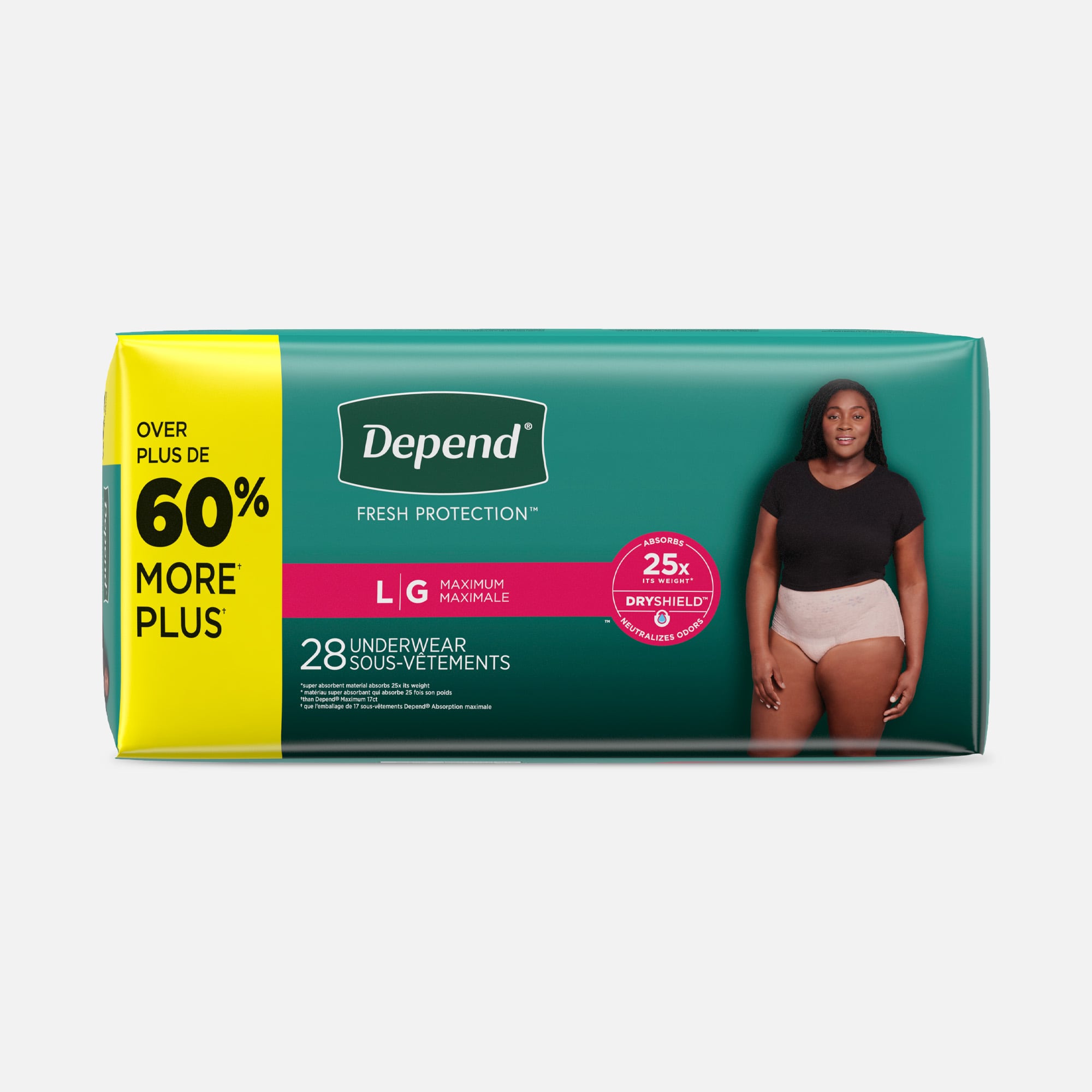 FSA Eligible Depend Fresh Protection Adult Incontinence Postpartum Bladder Leak Underwear for Women Disposable Maximum Large Blush 28 ct. FSA Store